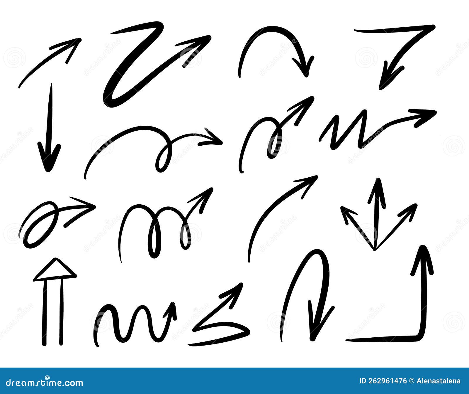 Hand Drawn Arrow Pointer Mark Vector, Hand Drawn Thin Black Doodle ...