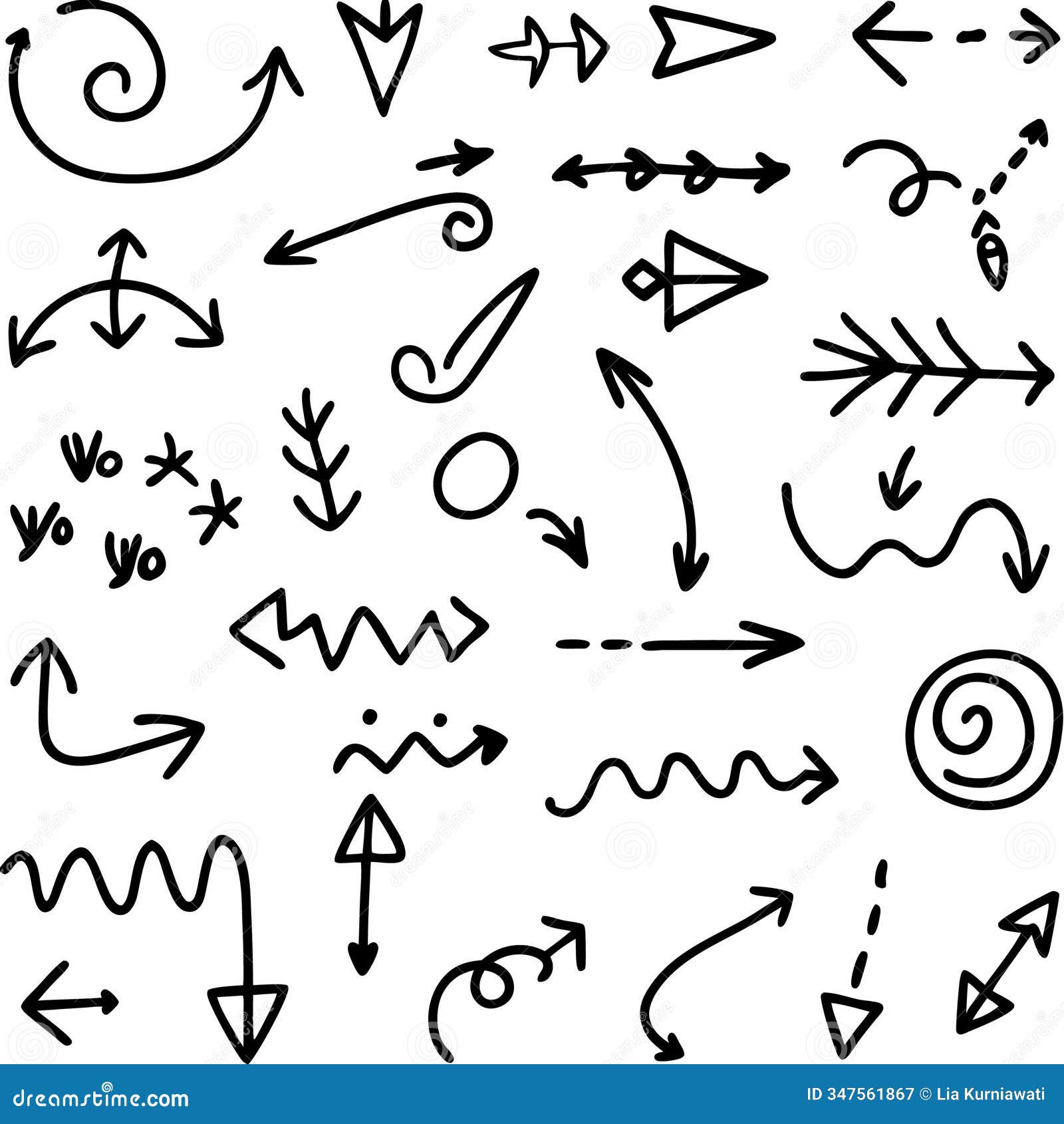 Hand-drawn Arrow Set Various Shapes and Styles Stock Vector ...