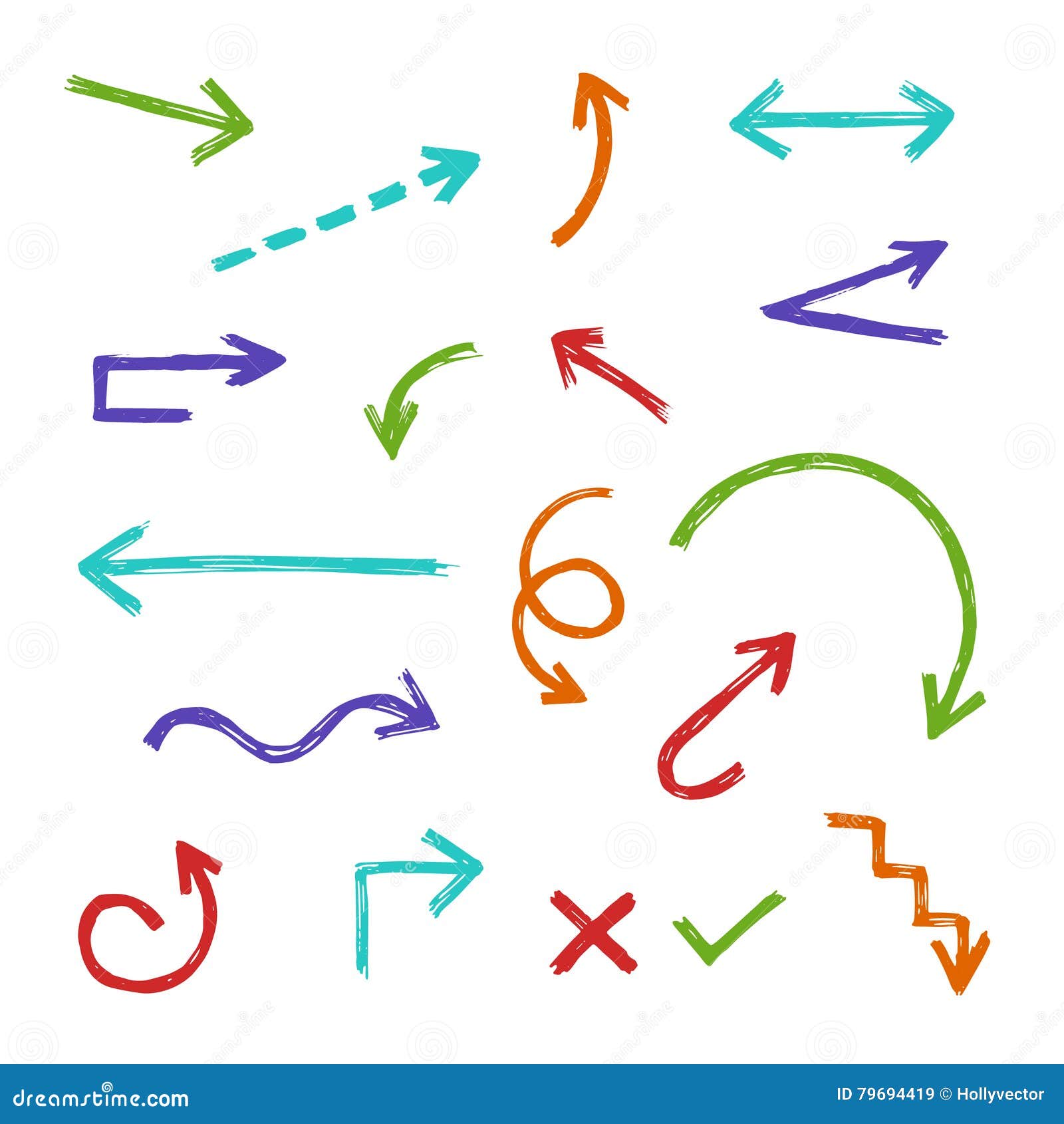 Hand drawn arrow set stock vector. Illustration of outline - 79694419