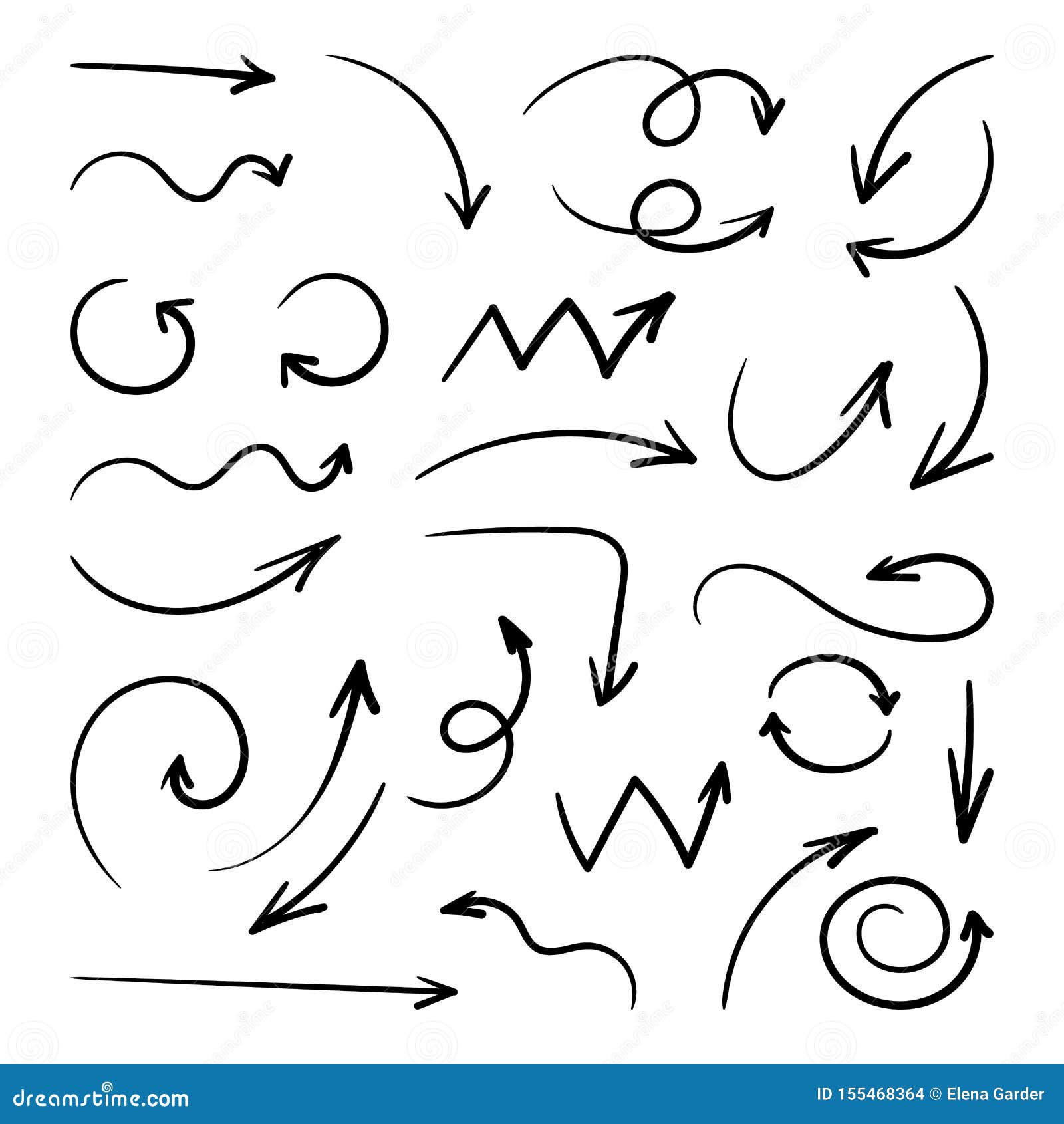 Hand Drawn Arrow. Sketch Outline Simple Element. Stock Vector ...