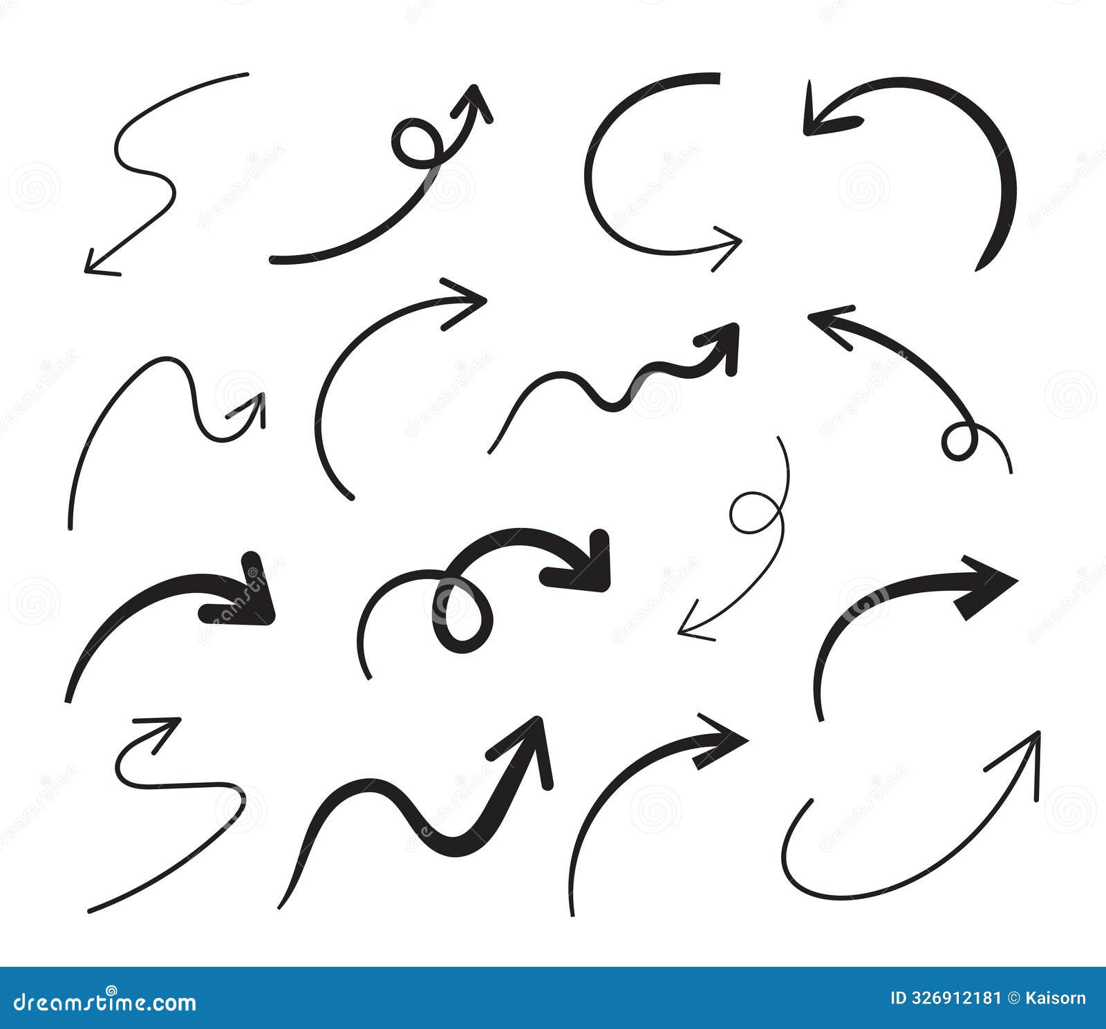 Hand Drawn Arrow Symbol Icons. Set Of Arrow Doodle Style Cartoon Vector ...