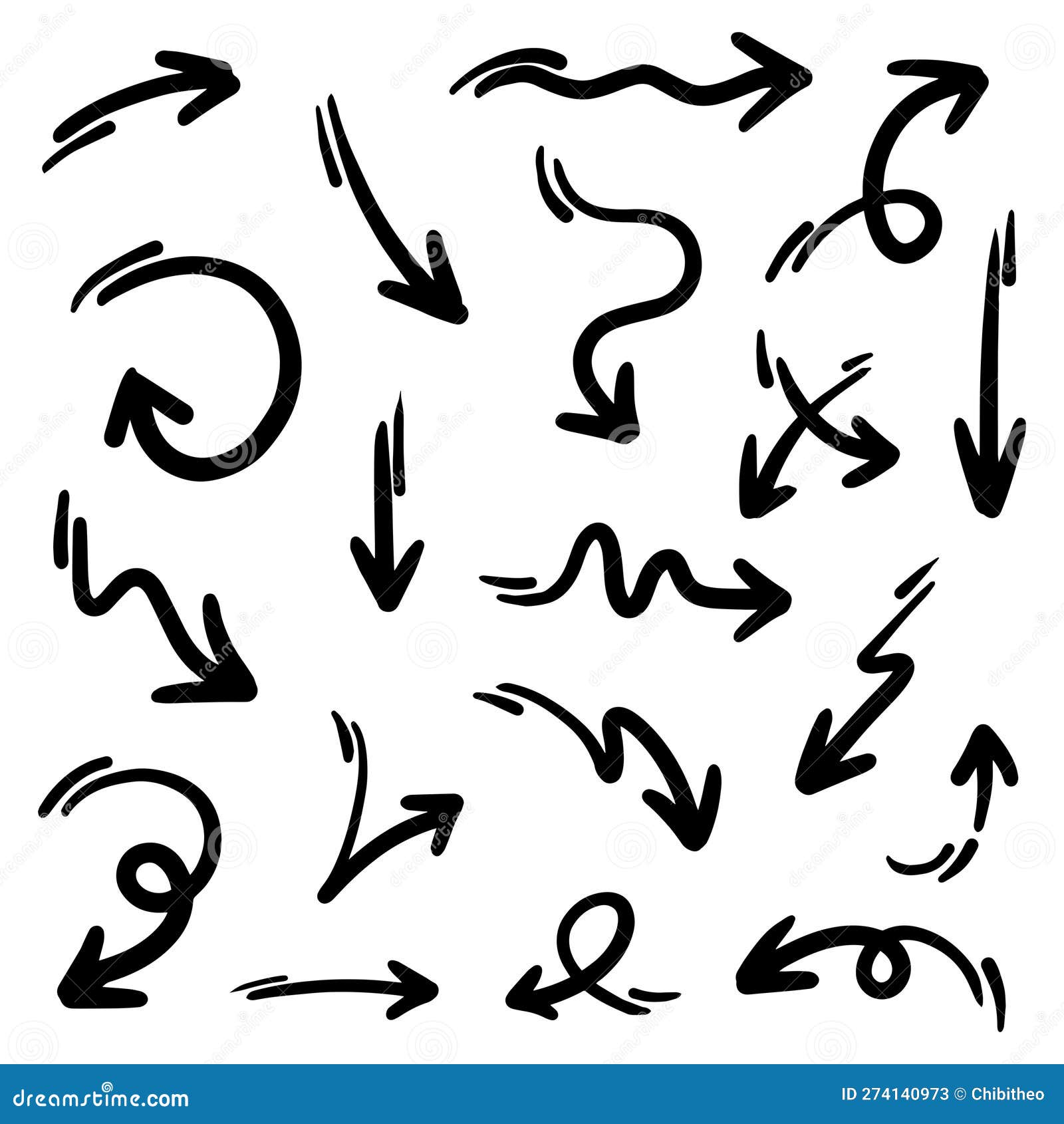 Hand Drawn Arrows. Abstract Doodle Arrows Thin Line Stock Vector ...