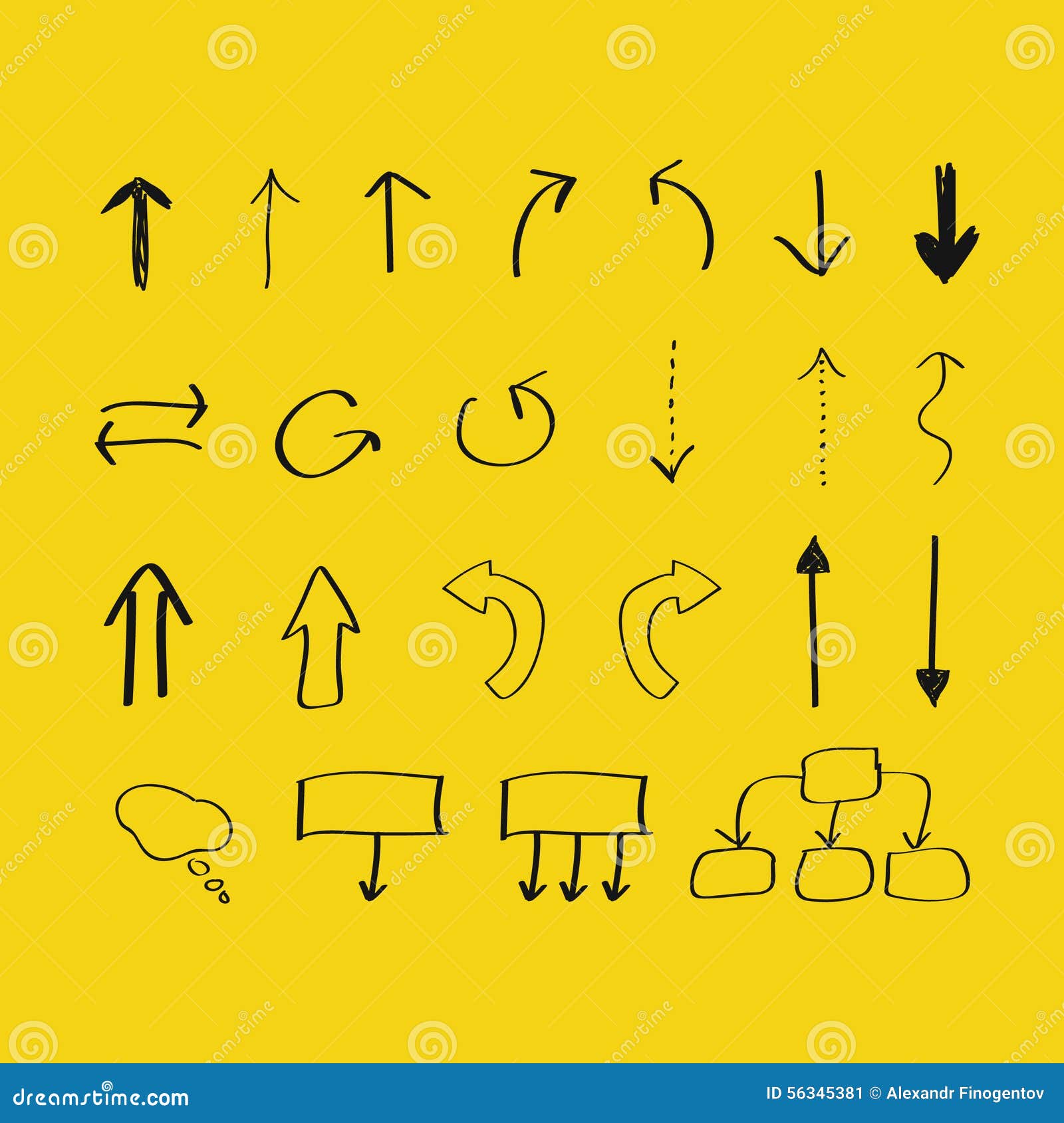 Hand Drawn Arrows Cartoon Vector | CartoonDealer.com #56345381