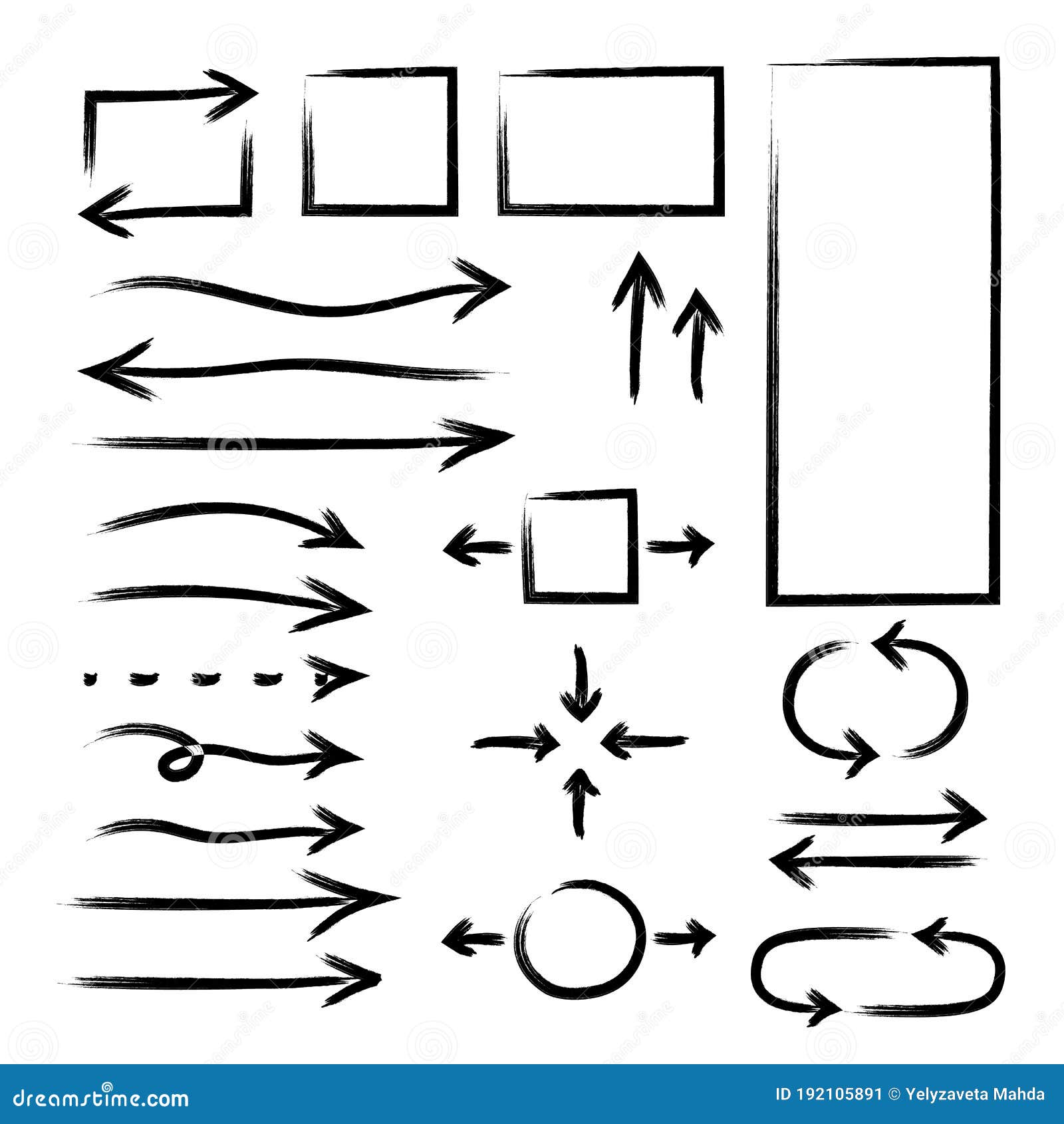 Hand Drawn Arrows Circles Set. Vector Abstract Doodle Writing, Simple ...