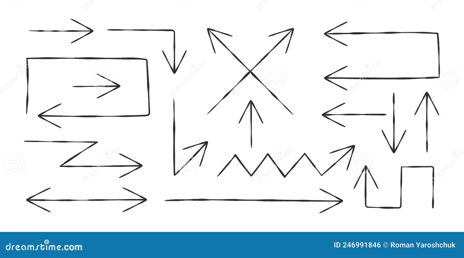 Hand Drawn Arrows Collection. Doddle Arrows. Sketch Arrows Drawn by ...