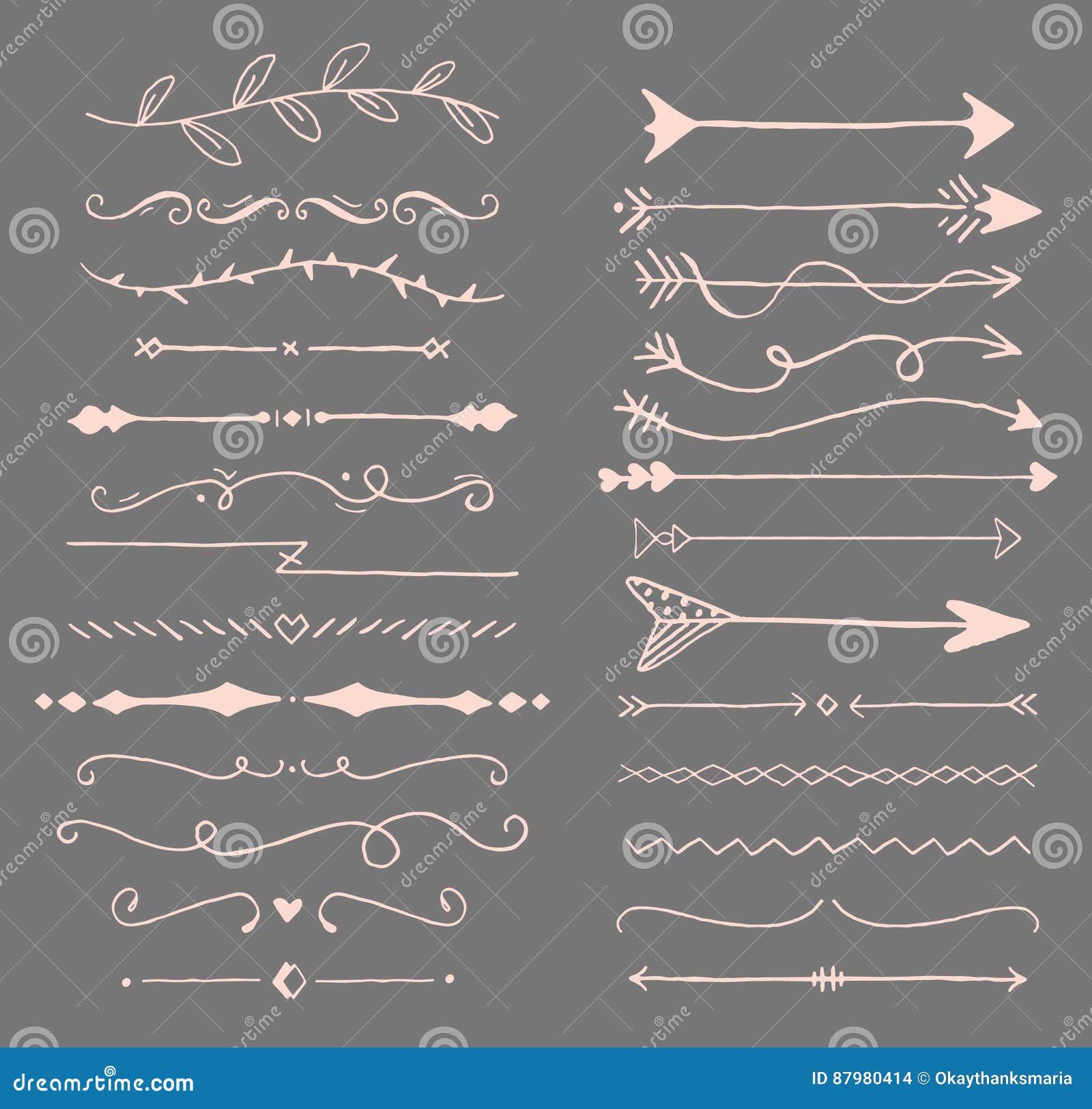 Hand Drawn Arrows + Dividers Vector Design Elements Stock Vector ...
