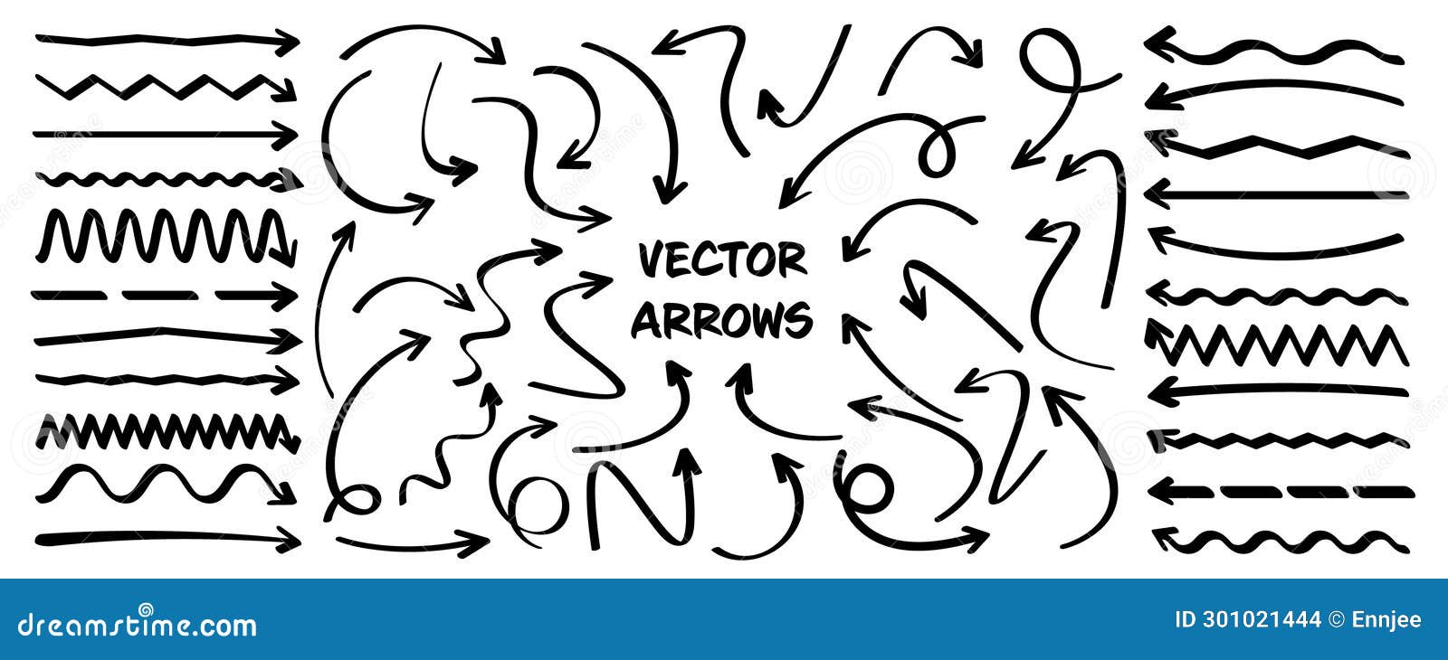 Hand Drawn Arrows, Highlighter Lines. Marker Stroke, Brush Pen Drawn ...