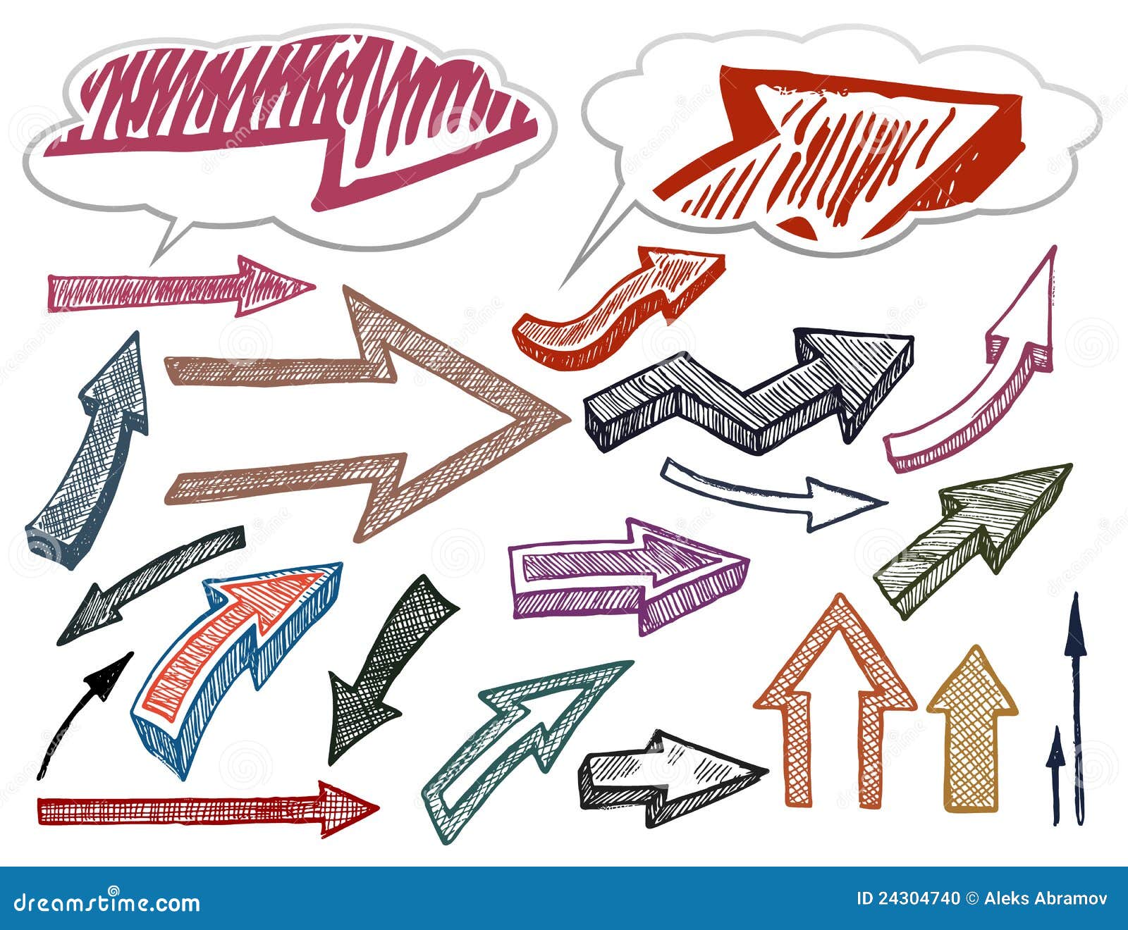 Hand Drawn Arrows Illustration Set Stock Vector - Illustration of ...