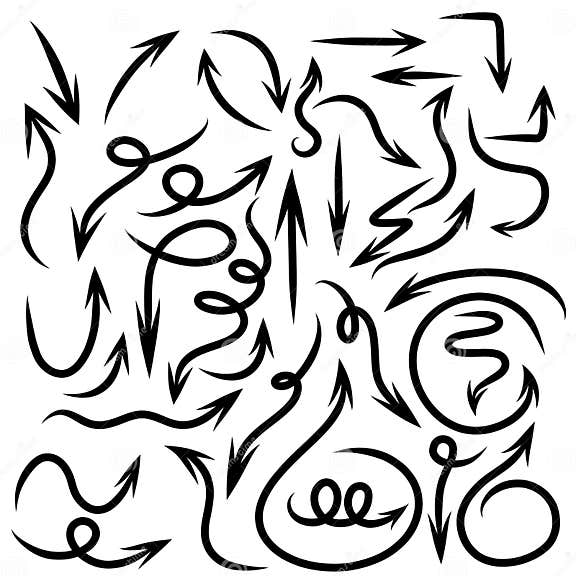 Hand Drawn Arrows Set Collection Stock Illustration - Illustration of ...