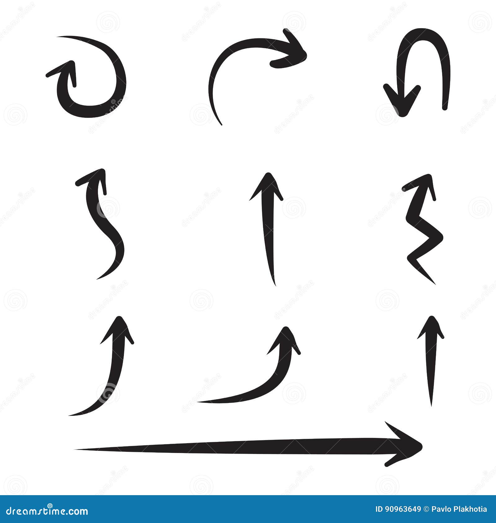 Hand drawn arrows set stock vector. Illustration of dimensional - 90963649