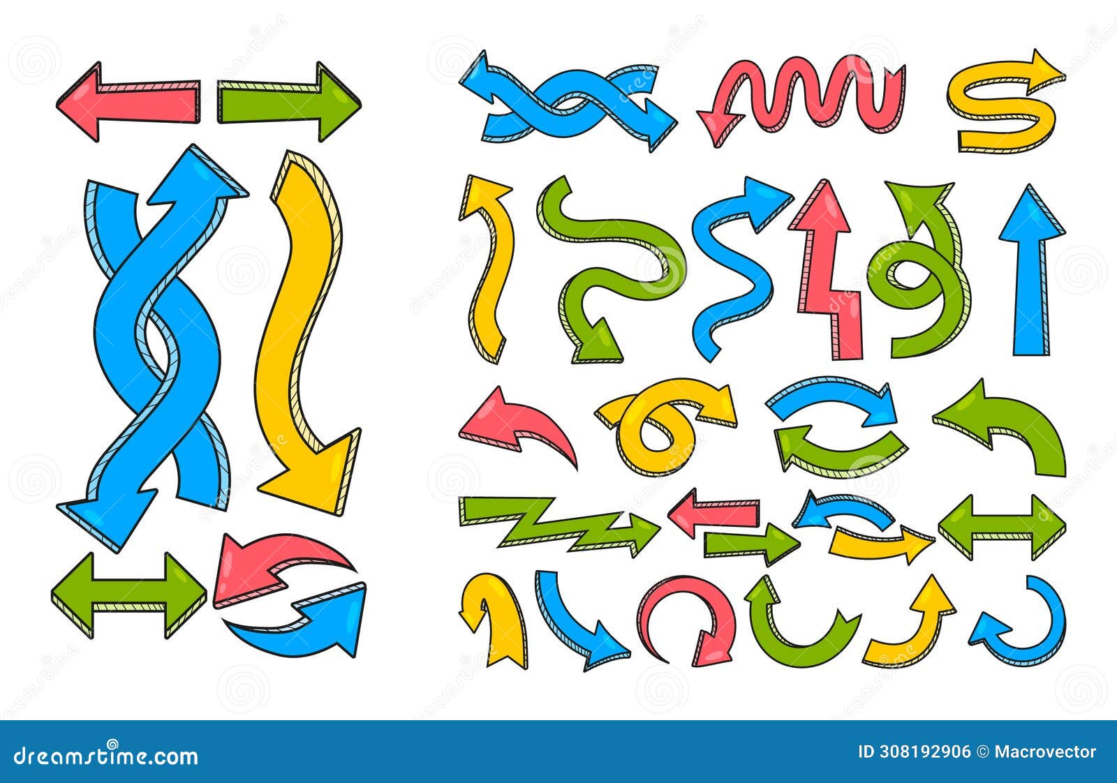 Hand Drawn Arrows Shape Set Stock Illustration - Illustration of shape ...