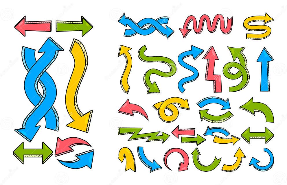 Hand Drawn Arrows Shape Set Stock Illustration - Illustration of shape ...