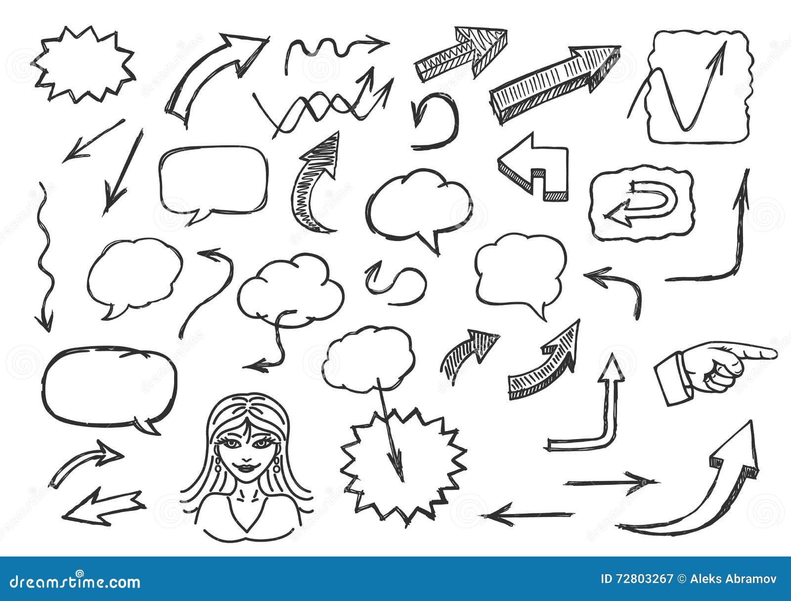 Hand Drawn Arrows and Speech Bubbles Stock Vector - Illustration of ...