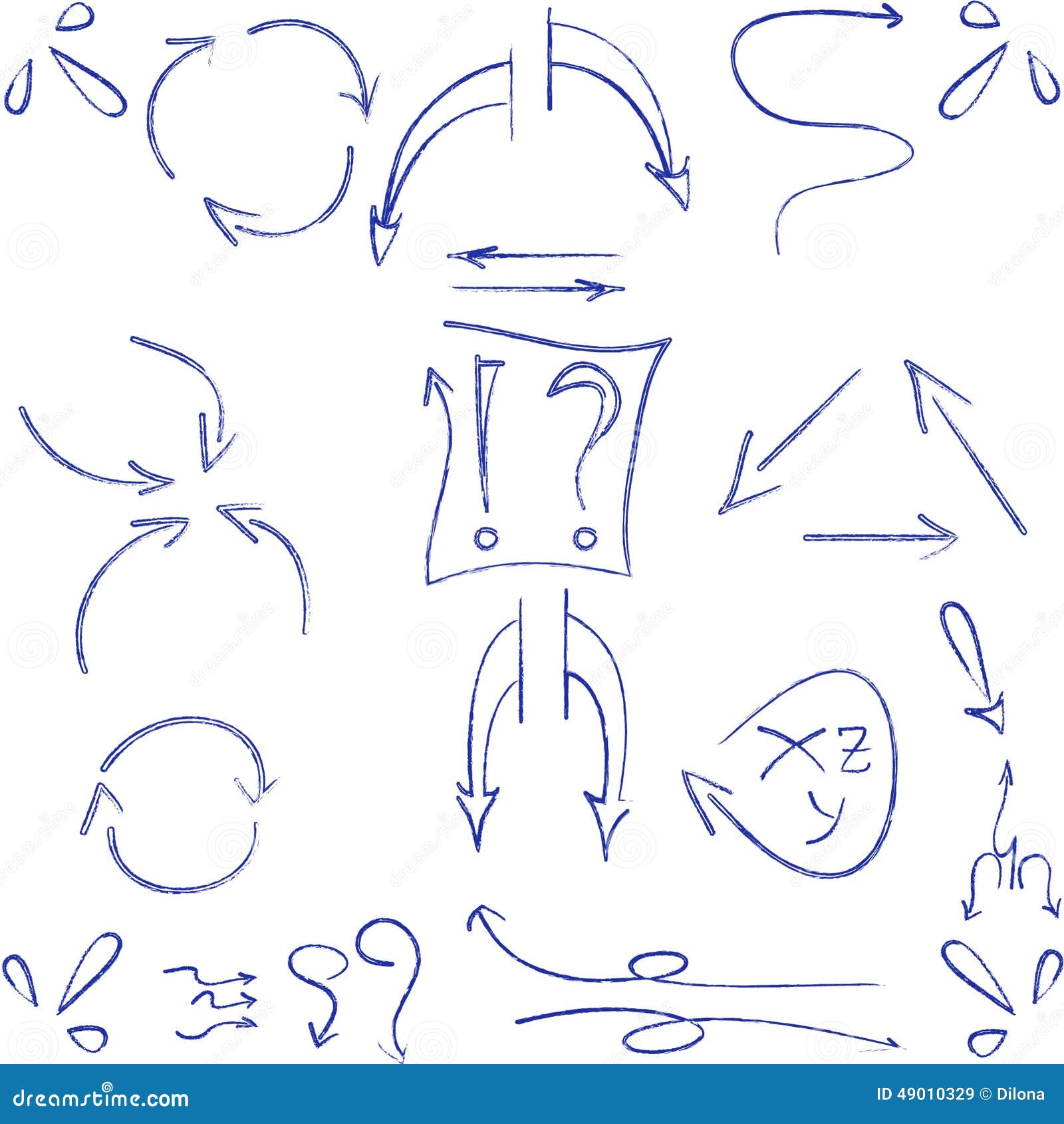 Hand Drawn Arrows and Symbols Isolated Stock Vector - Illustration of ...