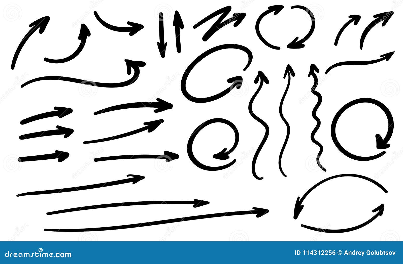 Hand Drawn Arrows Vector Abstract Shape Icons Stock Vector ...