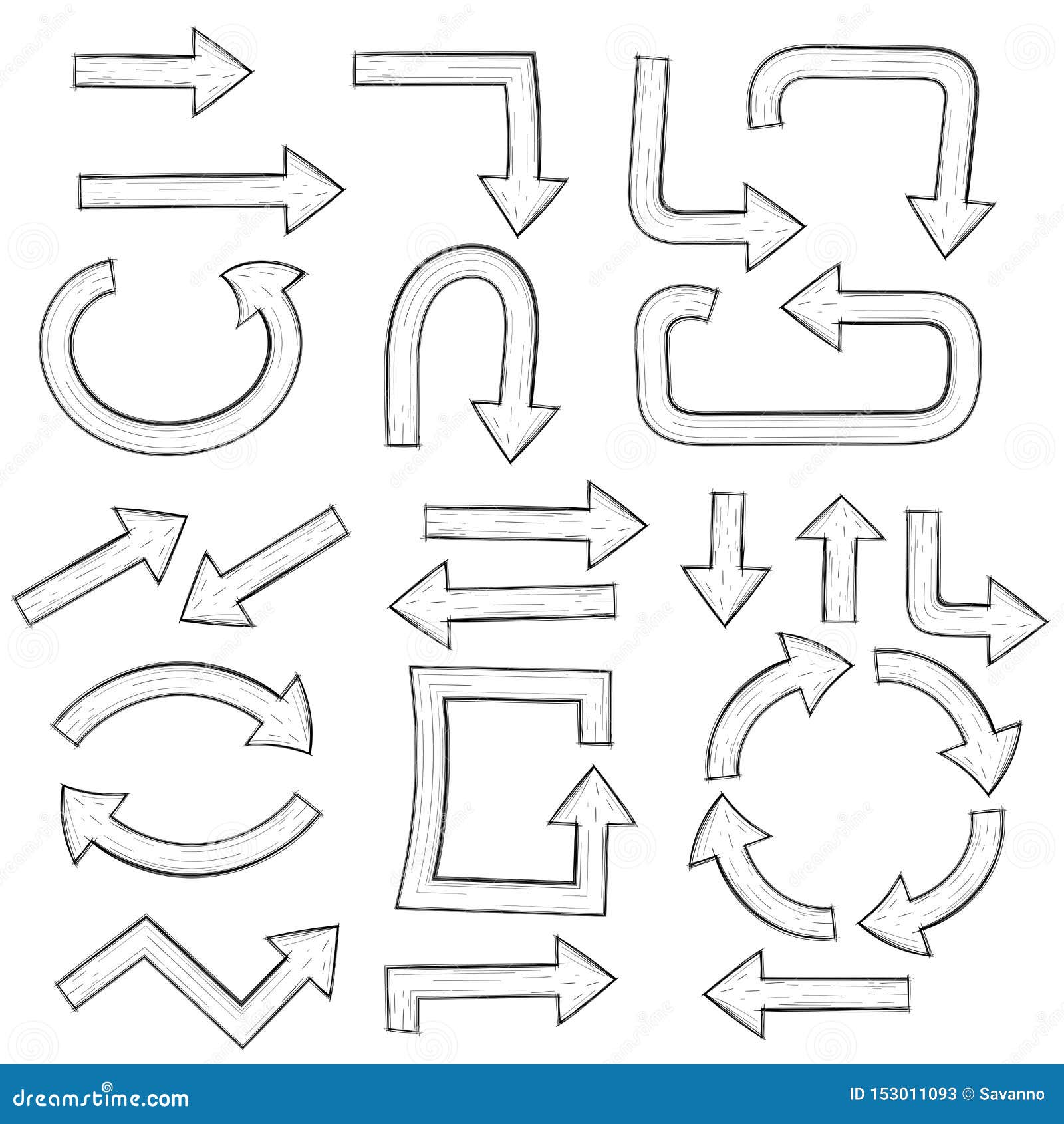 Hand drawn arrows stock vector. Illustration of black - 153011093