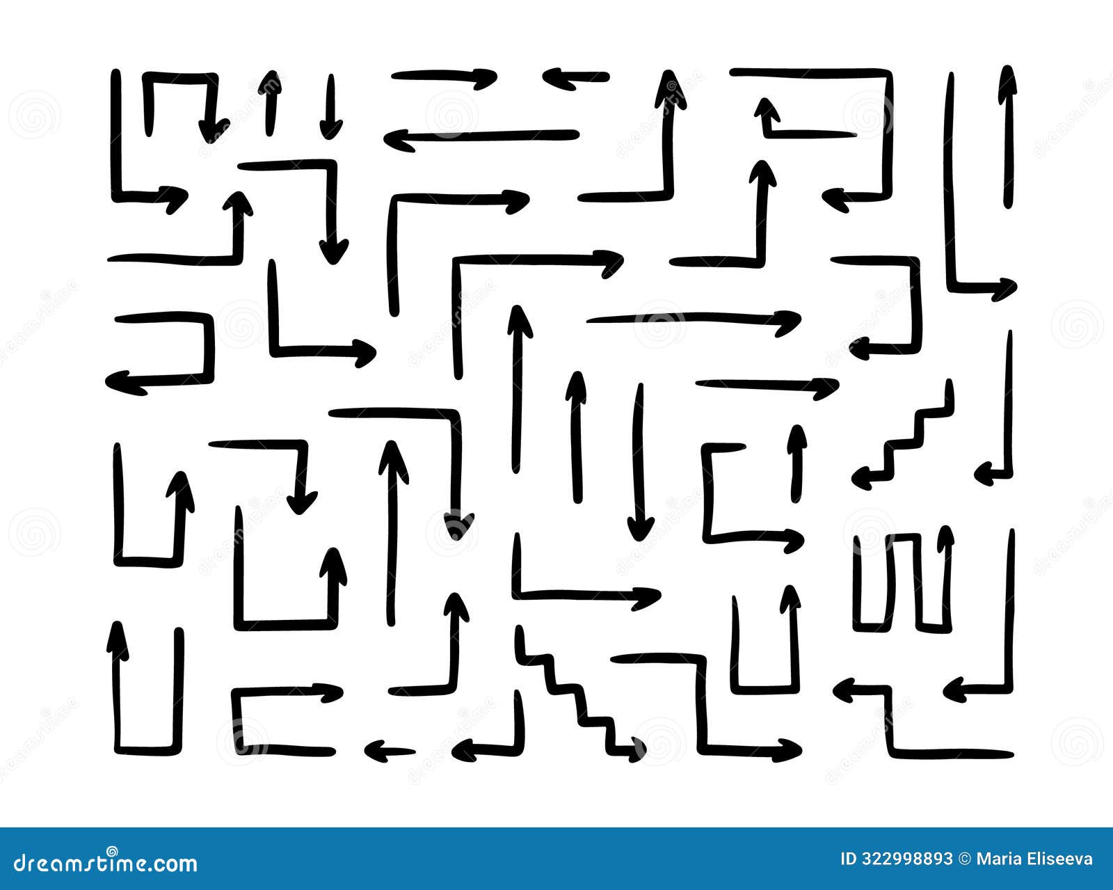 Hand Drawn Arrows Vector Set. Scribble Lines, Straight Arrows. Doodle ...