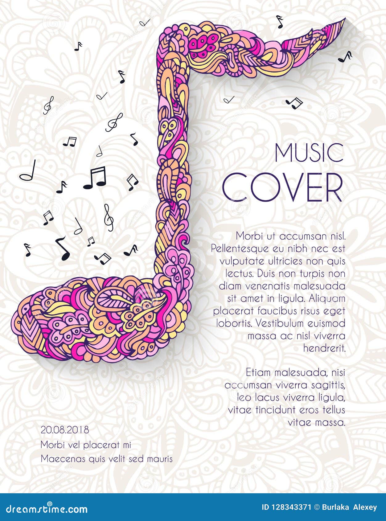 Hand Drawn Art Abstract Musical Notes Background. Vector Illustration ...