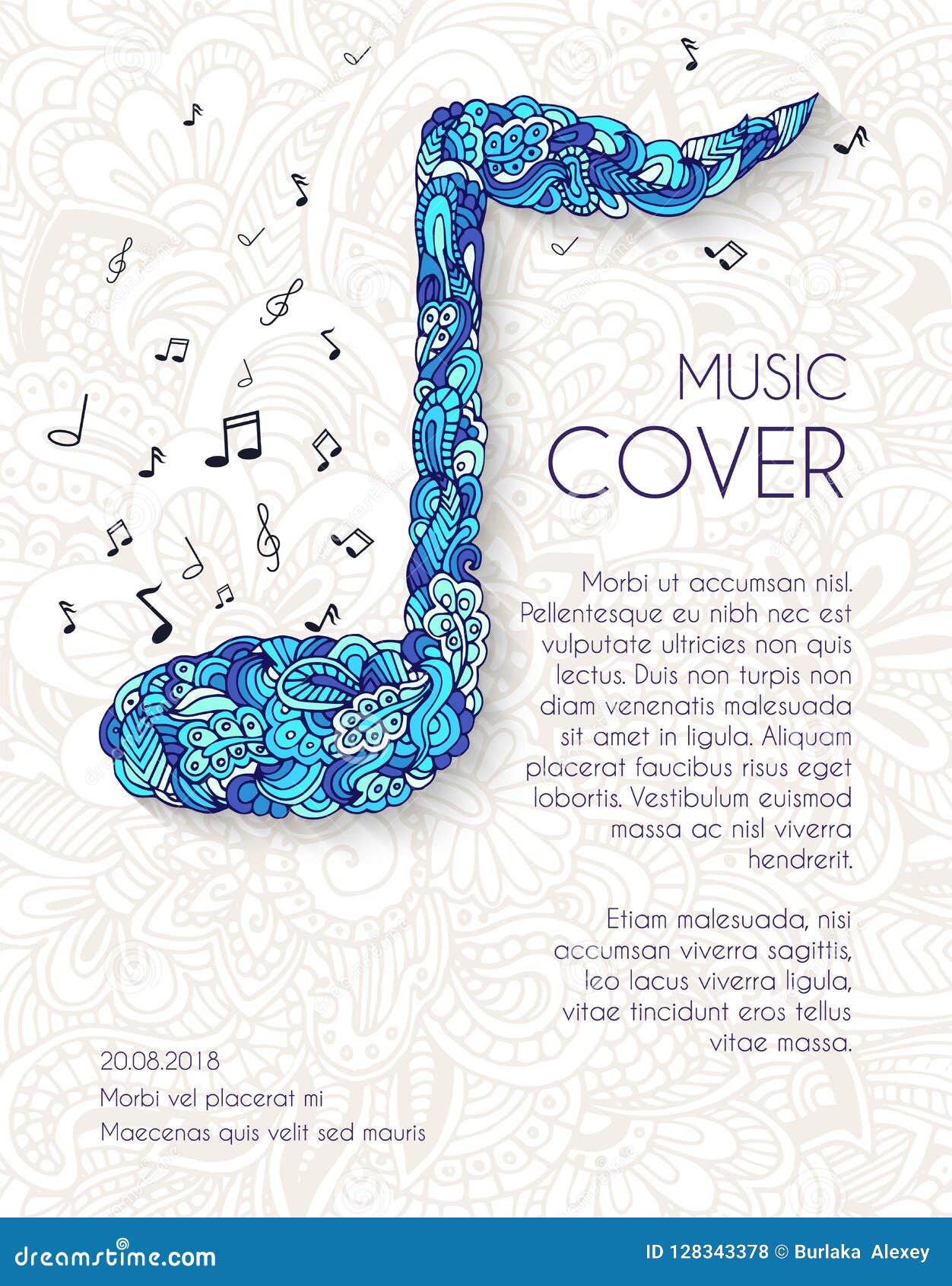 Hand Drawn Art Abstract Musical Notes Background. Vector Illustration ...