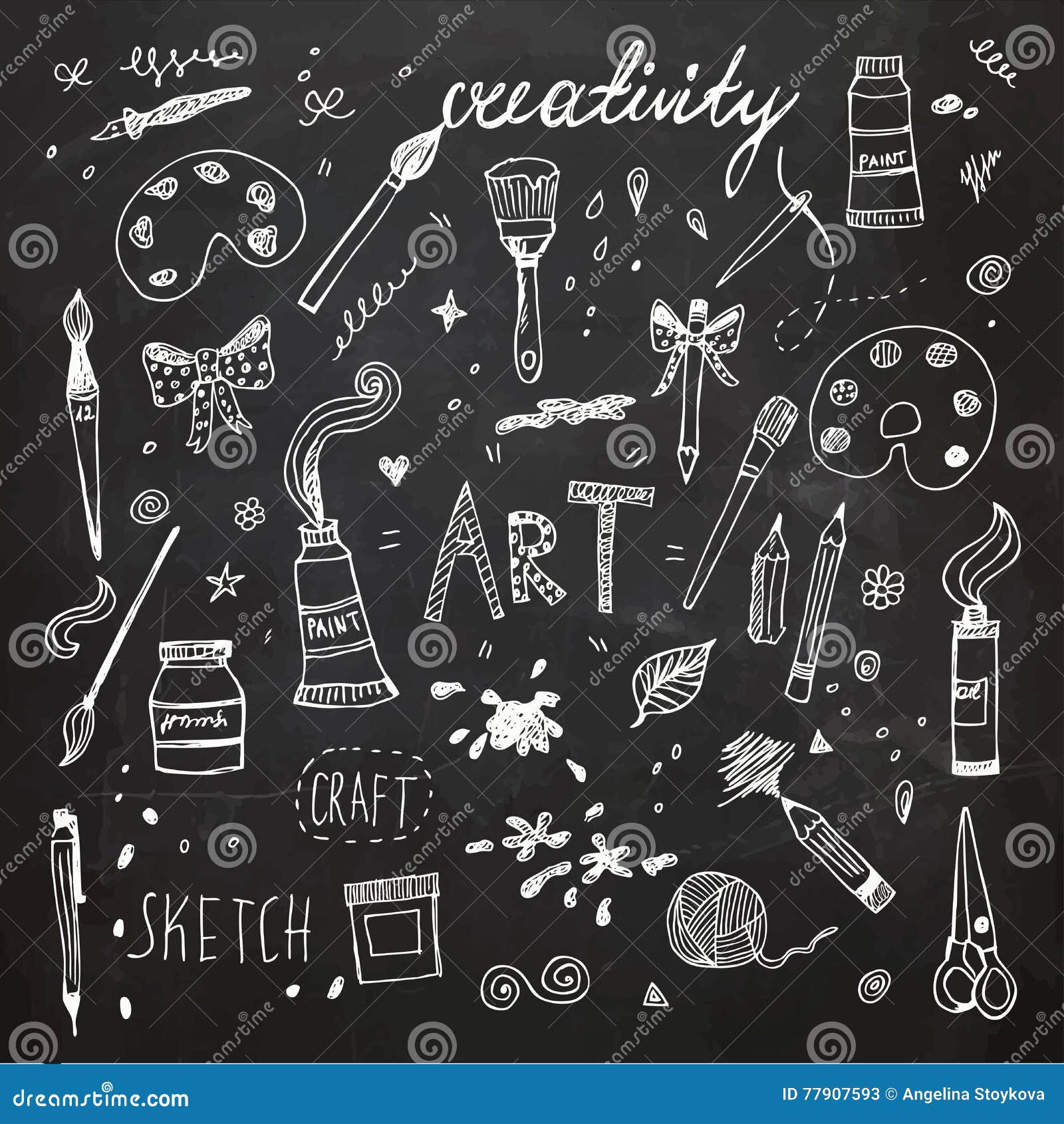 Hand Drawn Art and Craft Vector Symbols and Objects Stock Vector ...