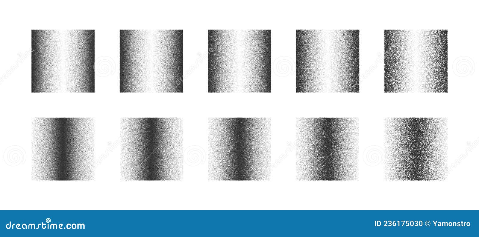 Hand Drawn Art Different Dotted Linear Gradients Vector Set Isolated on ...