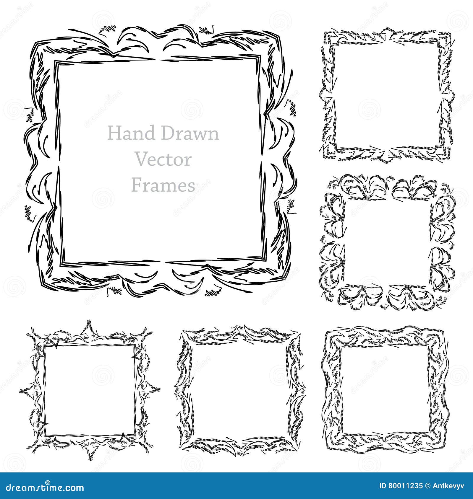 Hand drawn art frames stock vector. Illustration of doodle - 80011235