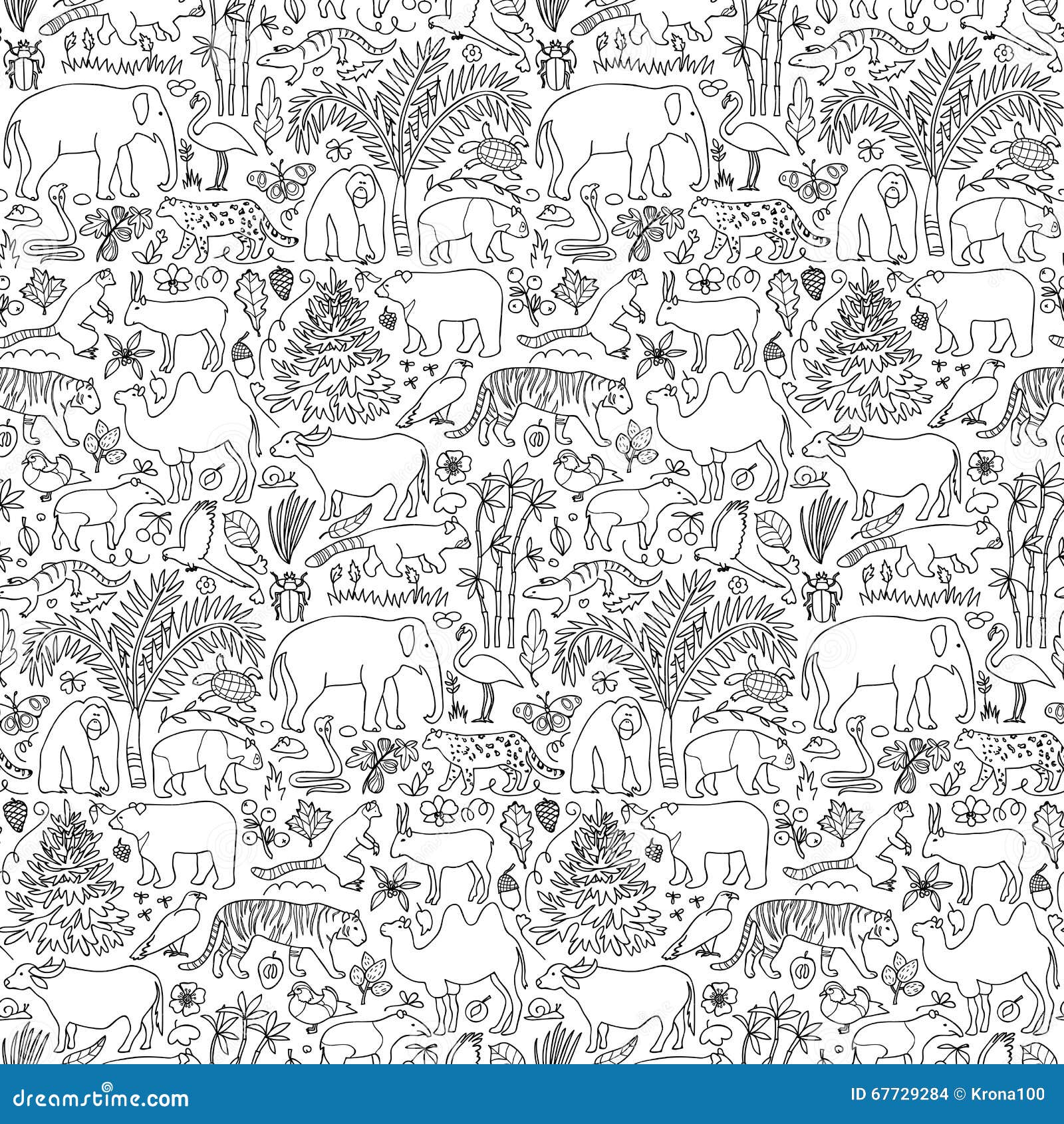 Hand Drawn Asia Seamless Pattern Stock Vector - Illustration of flora ...