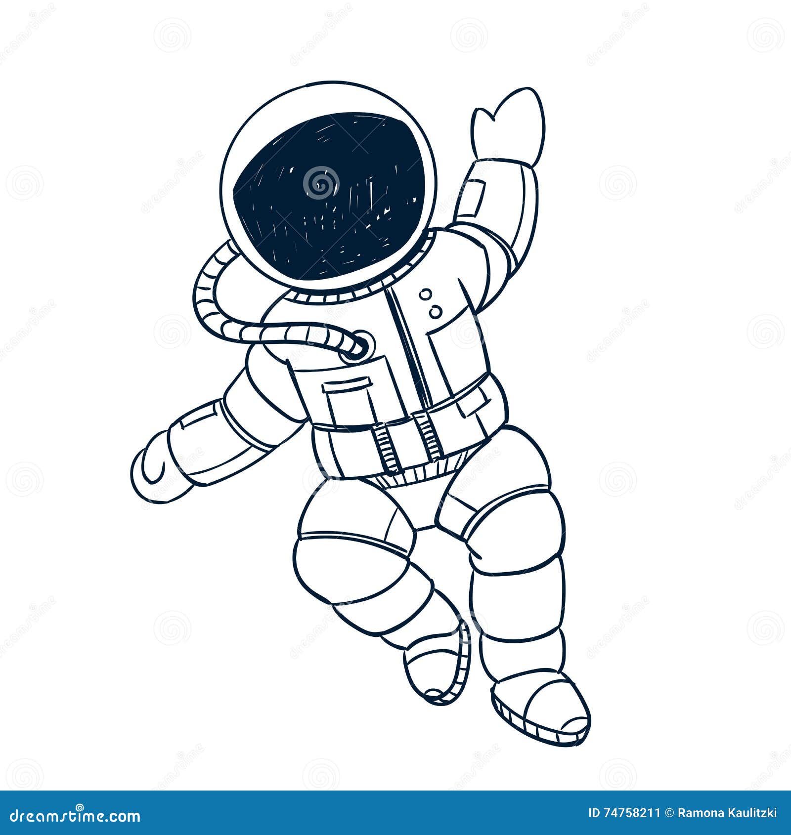Hand Drawn Astronaut Doodle Stock Illustration - Illustration of ...