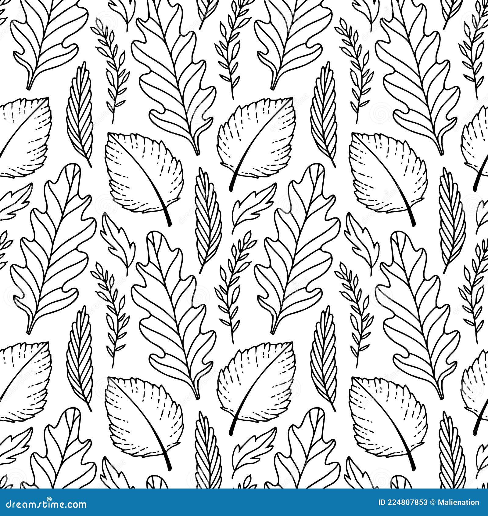 Hand Drawn Autumn Background. Rustic Leaves Pattern Stock Vector ...