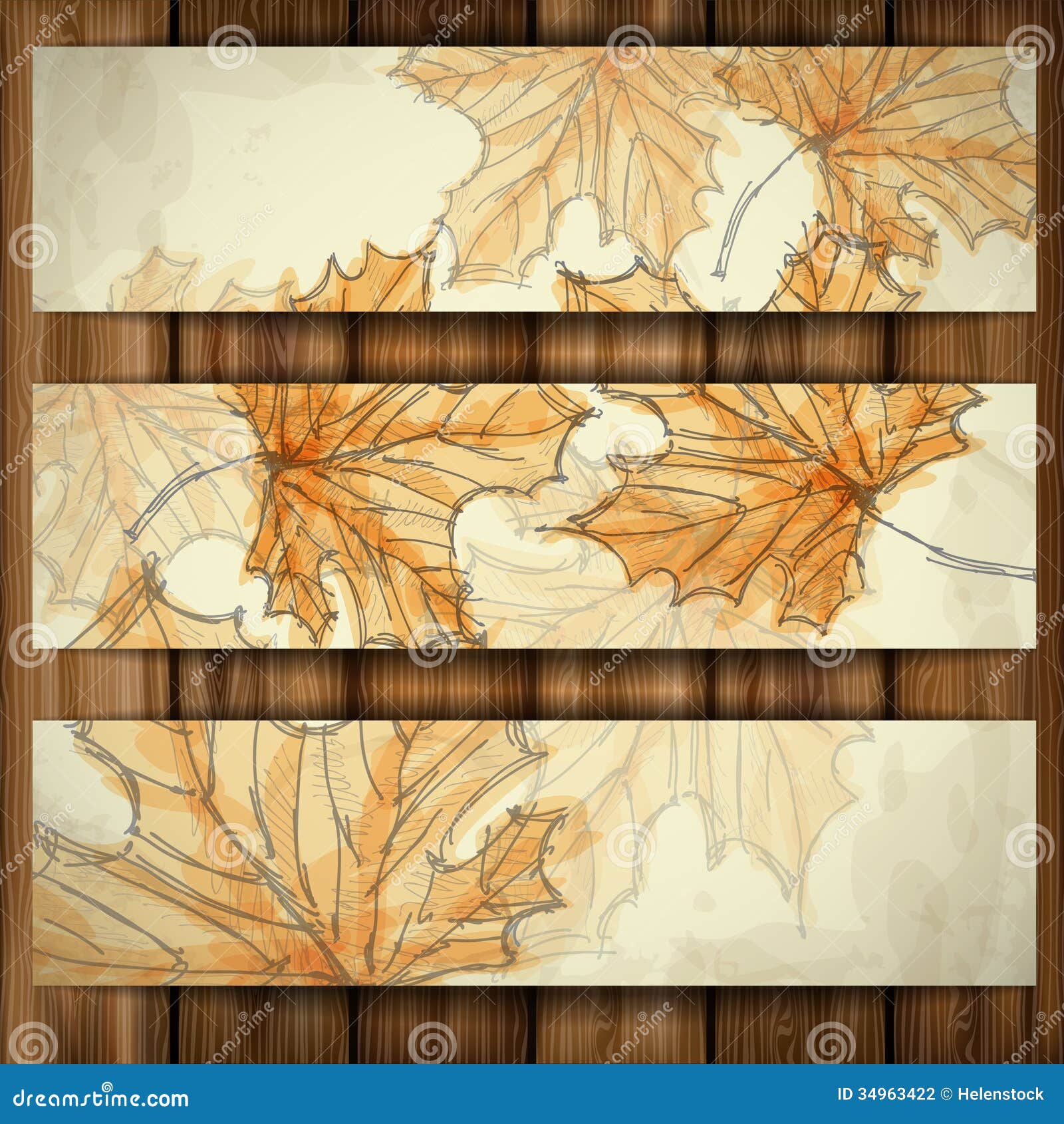 Hand Drawn Autumn Background. Stock Vector - Illustration of leaves ...