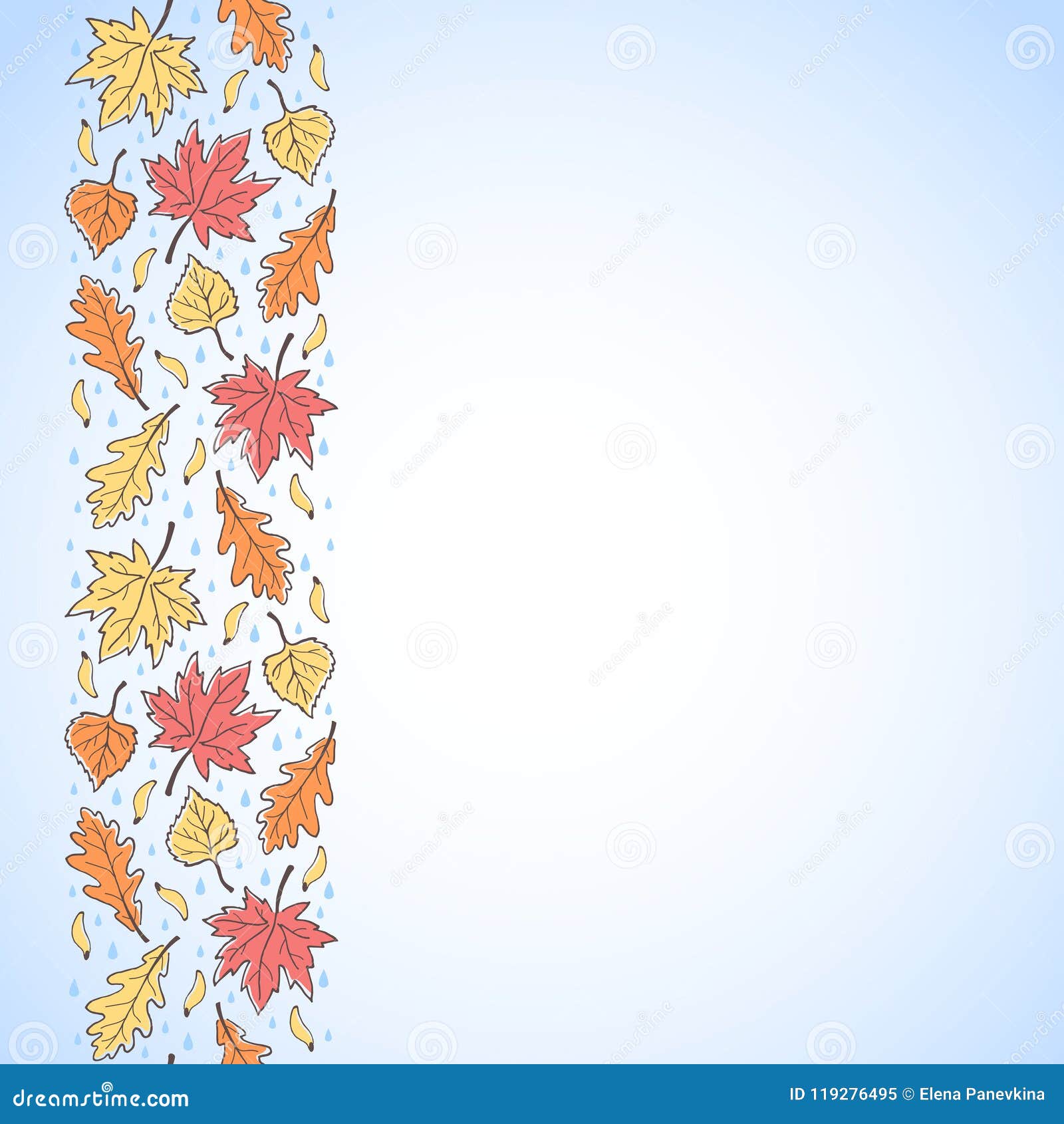 Hand Drawn Autumn Leaves Vertical Seamless Border Stock Vector ...