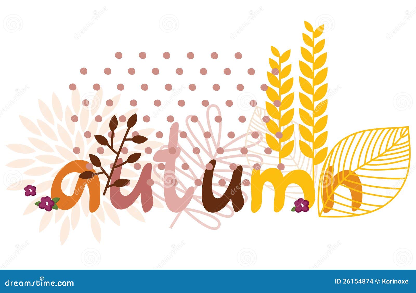 Hand drawn autumn text stock vector. Illustration of branch - 26154874