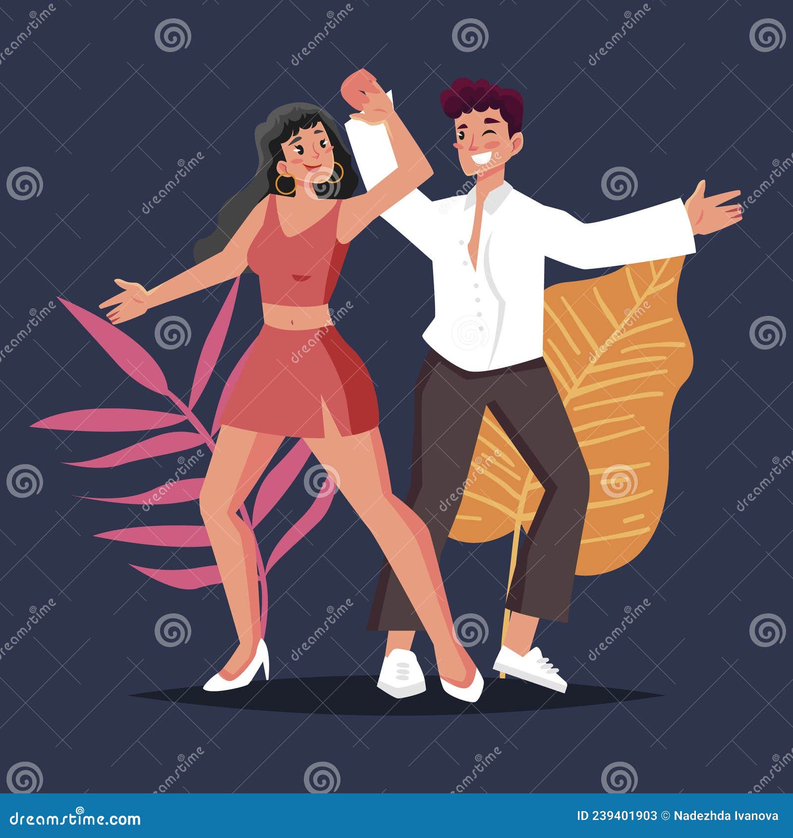 Hand Drawn Bachata Illustration Vector Illustration. Stock Vector ...