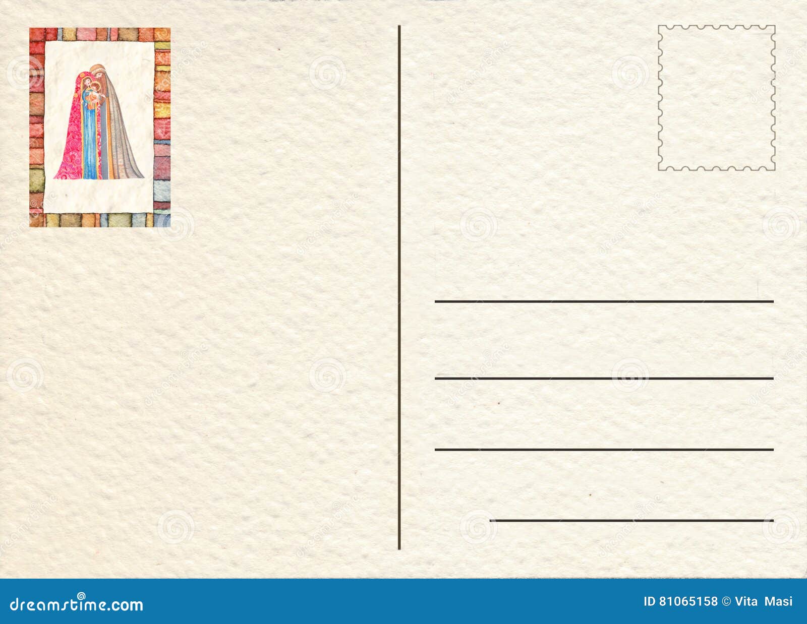 Hand drawn back postcard stock illustration. Illustration of empty ...