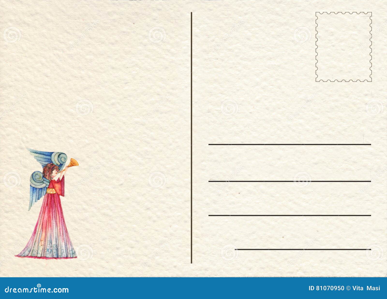 Hand drawn back postcard stock illustration. Illustration of hand ...