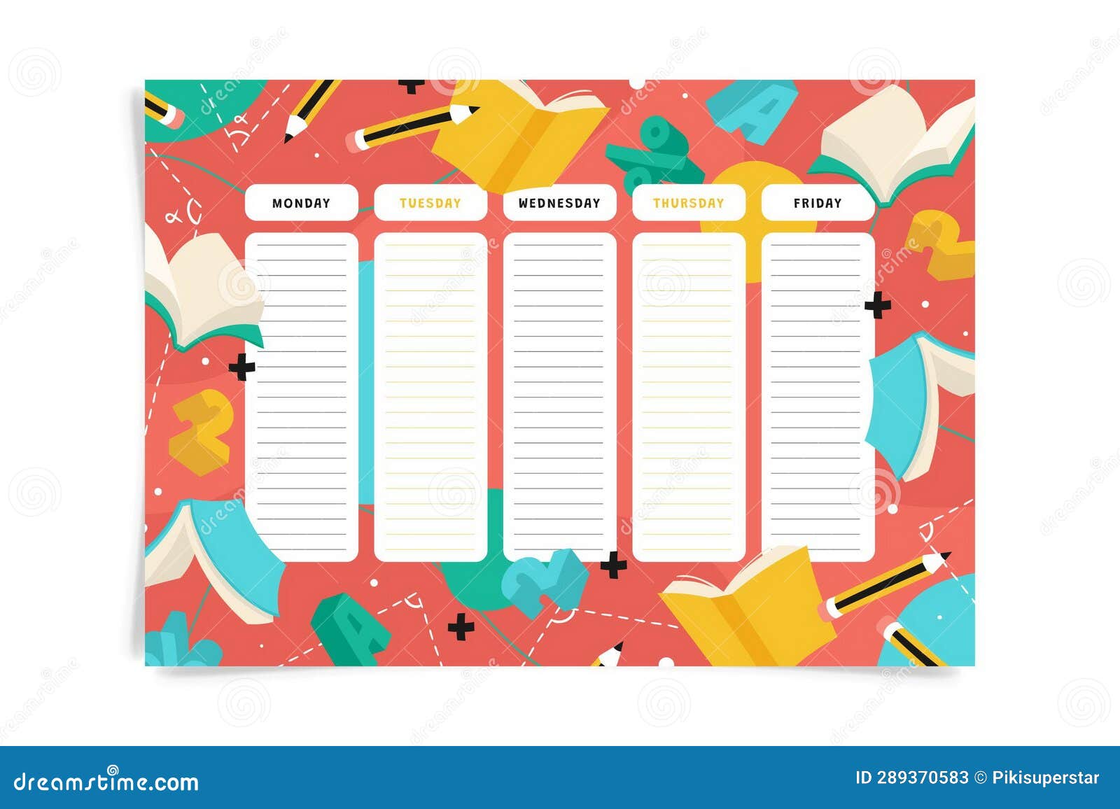 Hand Drawn Back School Vector Design Timetable Template Stock Vector ...