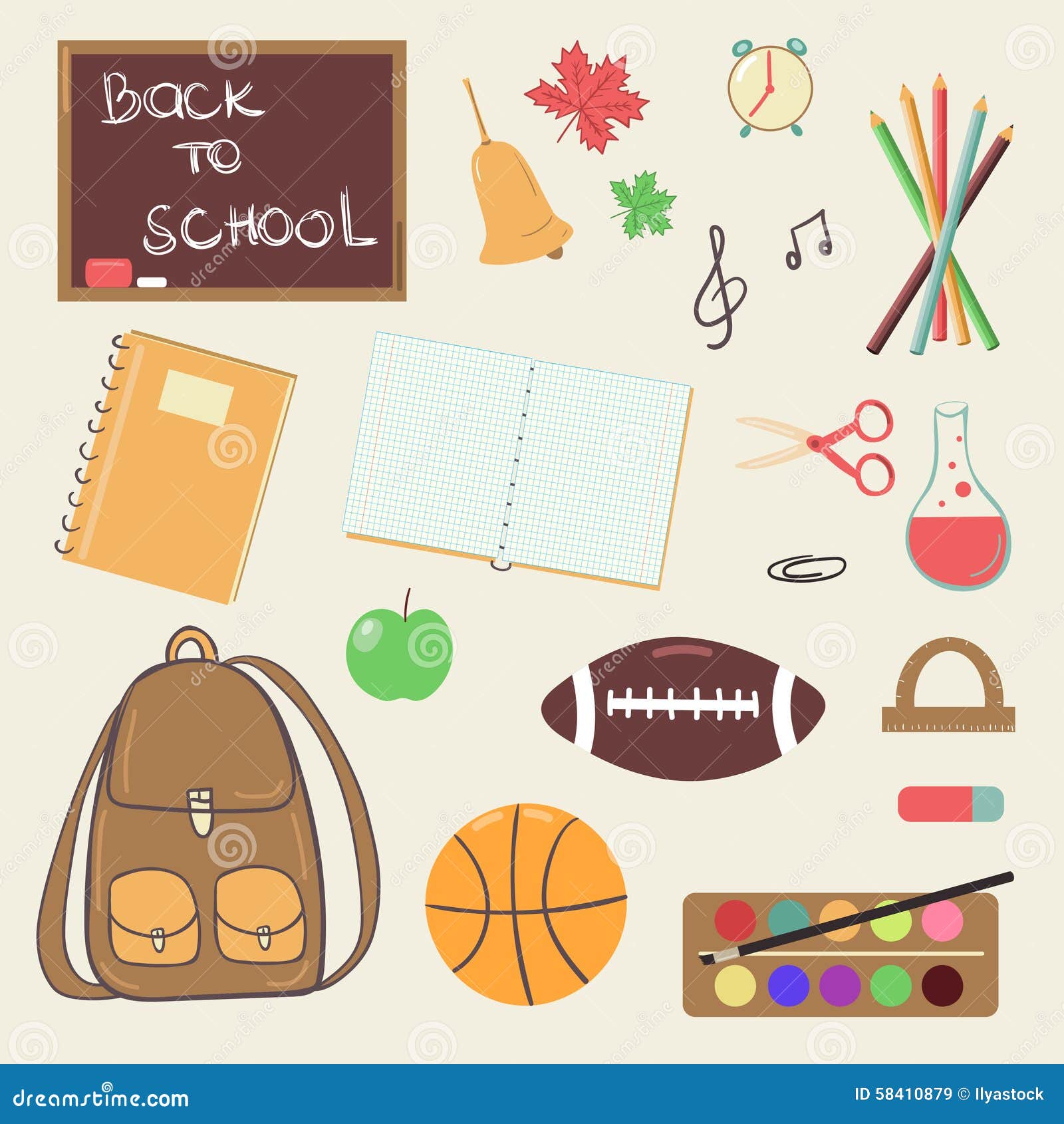 Hand Drawn Back To School Theme Cartoon Design Elements Stock Vector ...