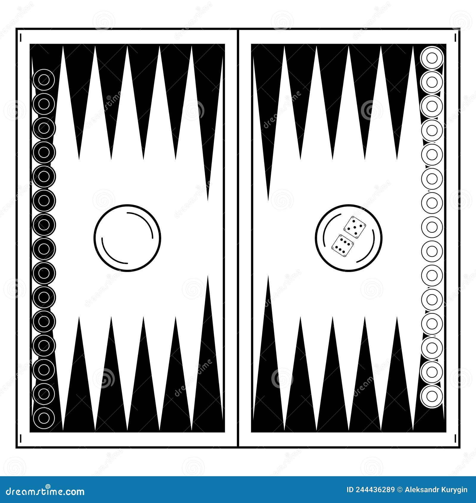 Hand Drawn Backgammon. Board Game Common in the East. Vector ...