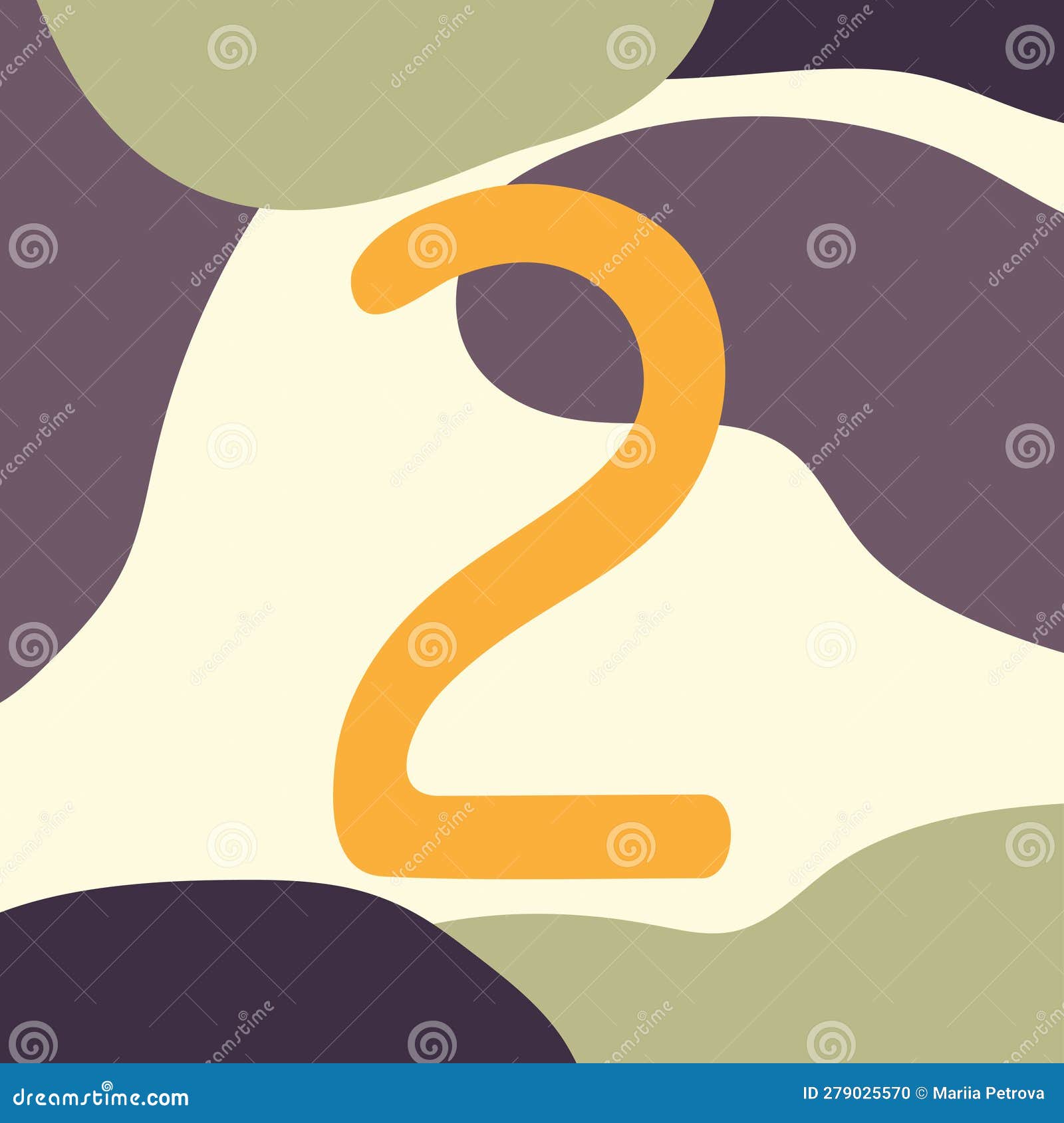 Hand Drawn Background with Number Two and Abstract Shapes Stock Vector ...