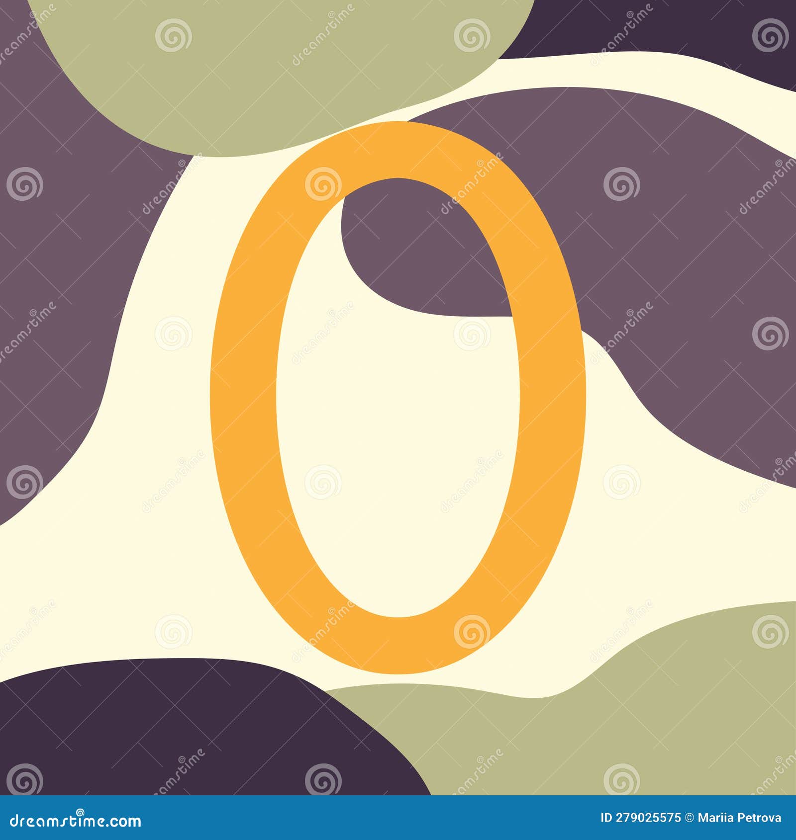 Hand Drawn Background with Number Zero and Abstract Shapes Stock Vector ...