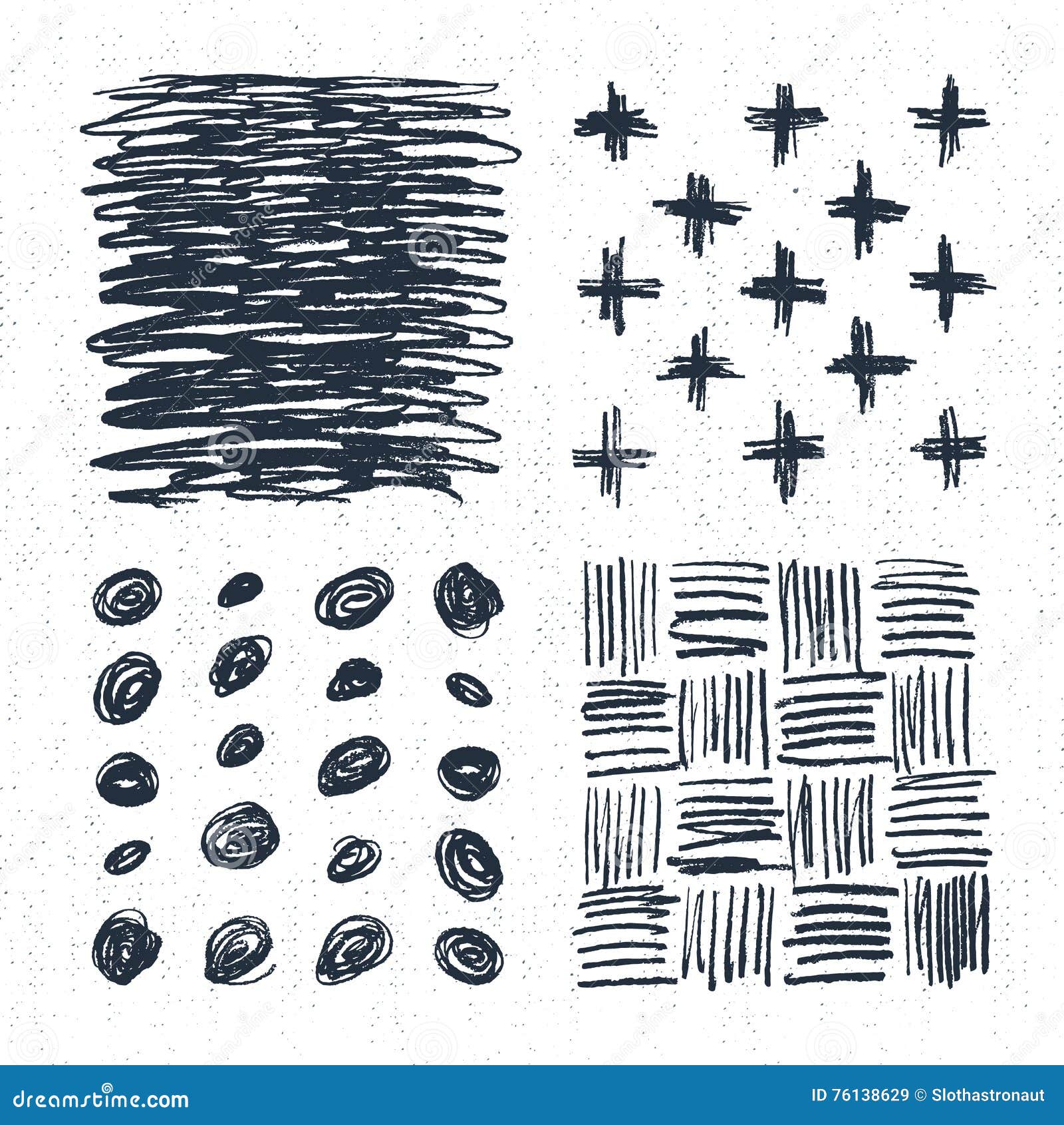 Hand Drawn Backgrounds Set With Crosses, Dots, And Scratch Marks ...