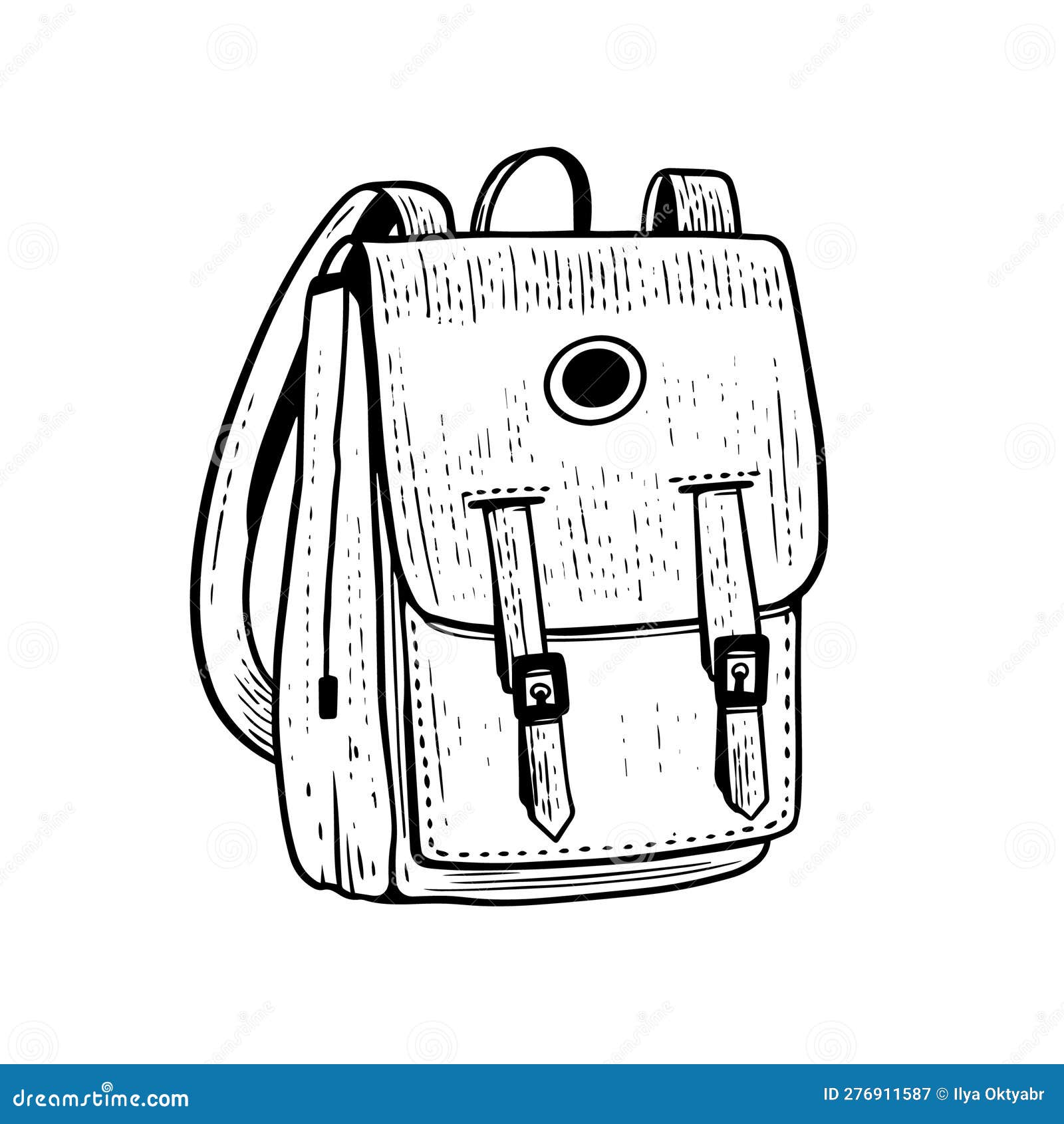 Hand Drawn Backpack Black Sketch Style Vector. Stock Vector ...
