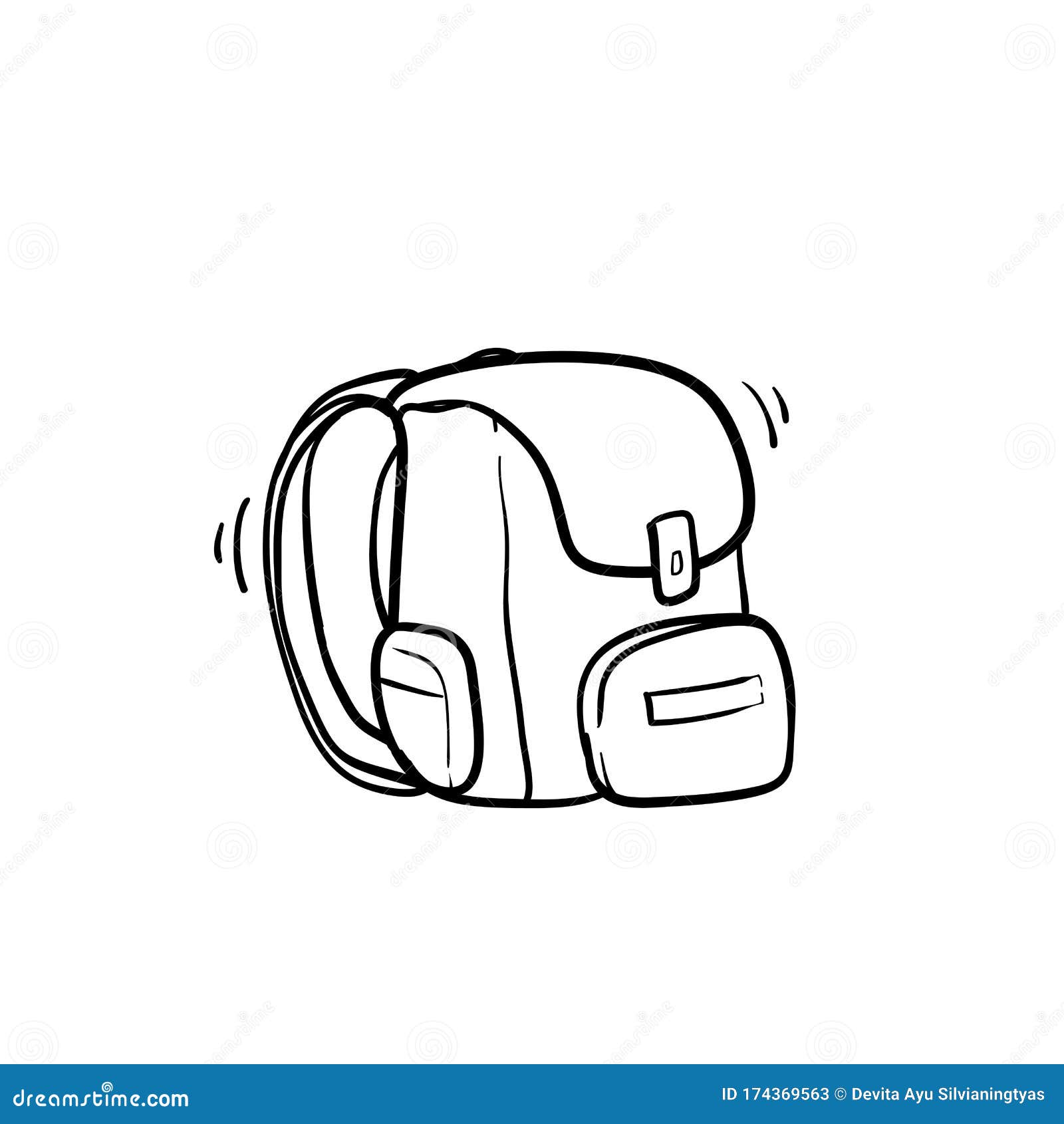 Hand Drawn Backpack Icon. Line Art Style. Vector Stock Vector ...