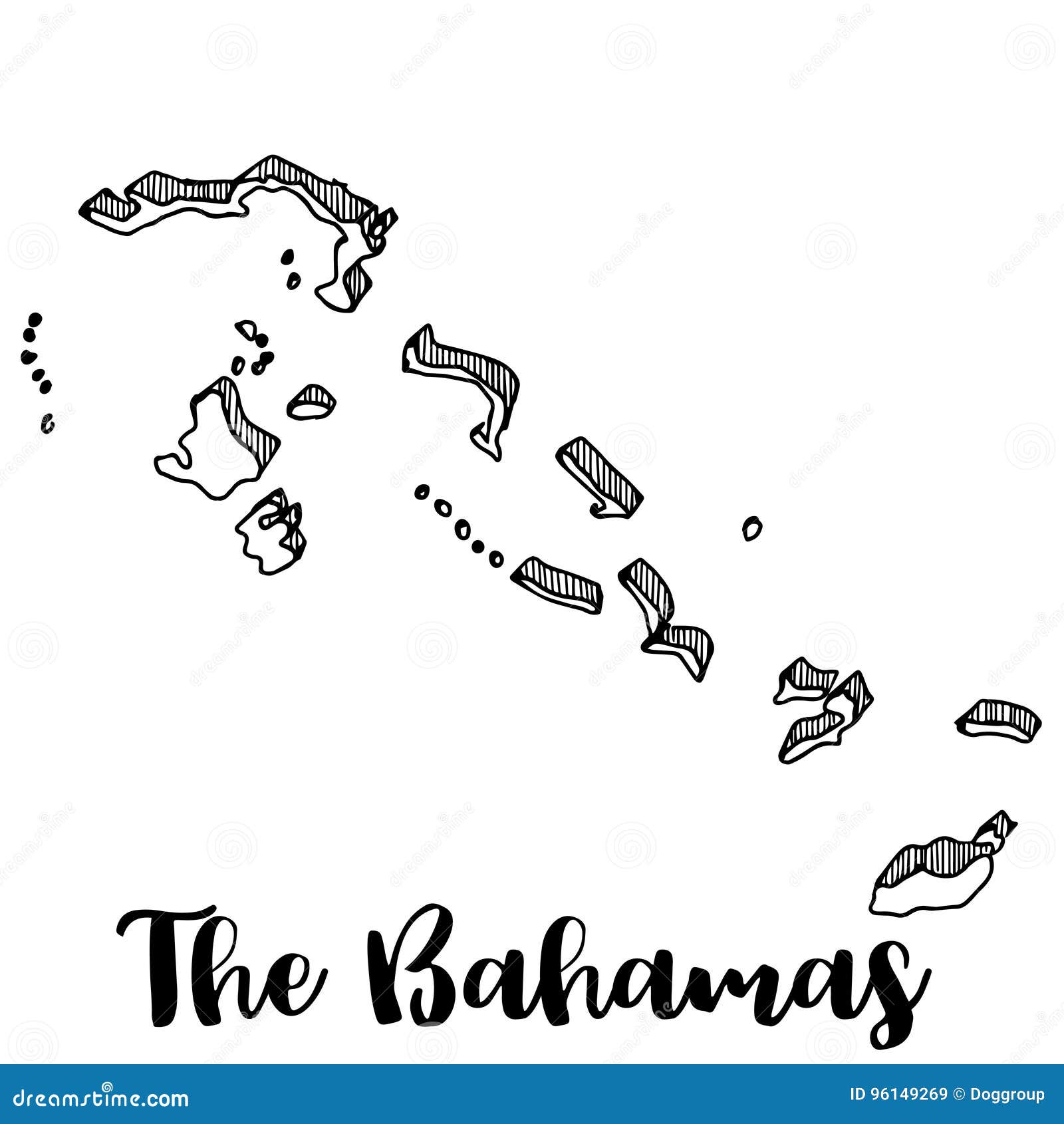 Hand Drawn of the Bahamas Map, Illustration Stock Illustration ...