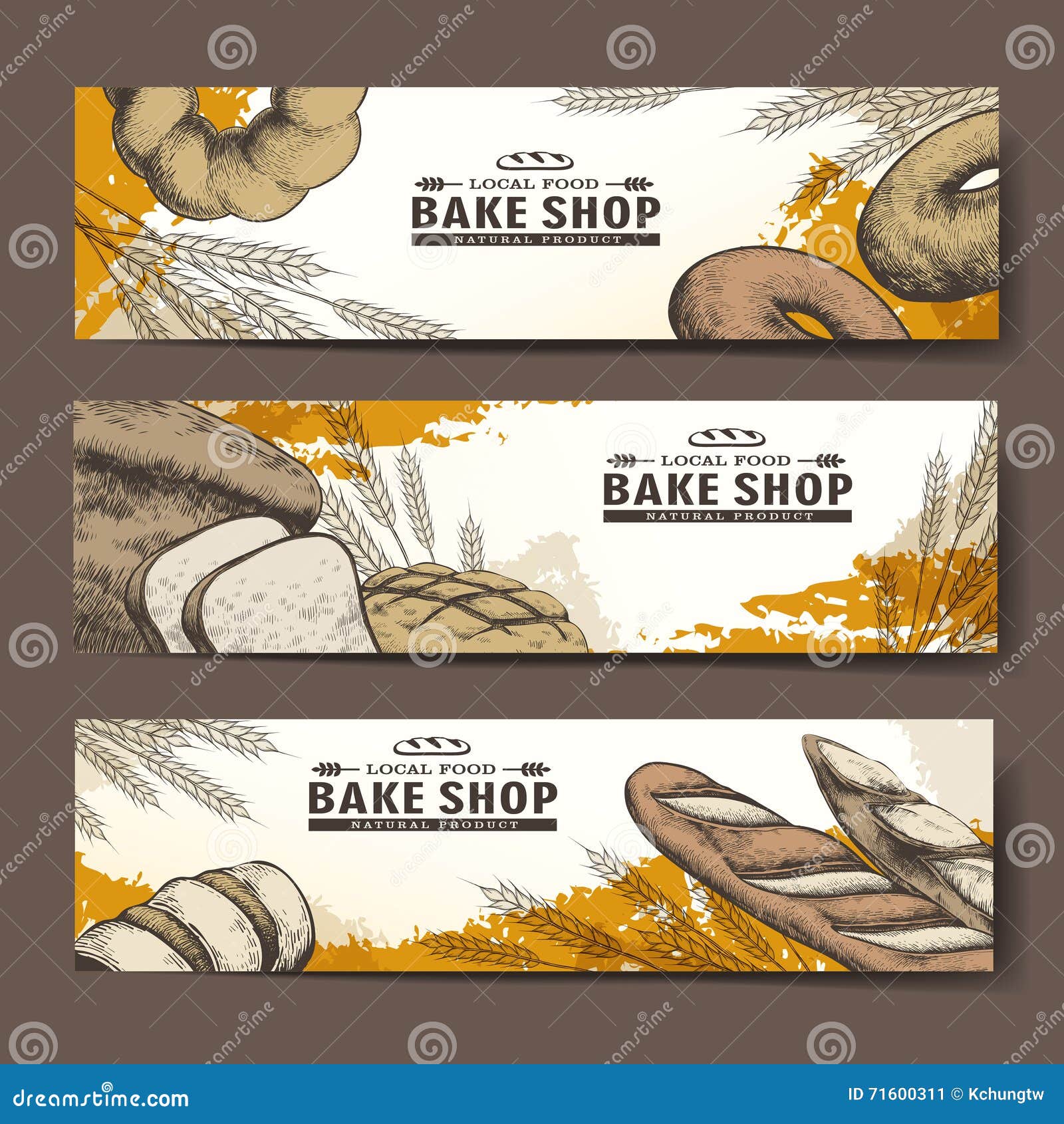 Hand Drawn Bake Shop Banners Stock Illustration - Illustration of ...