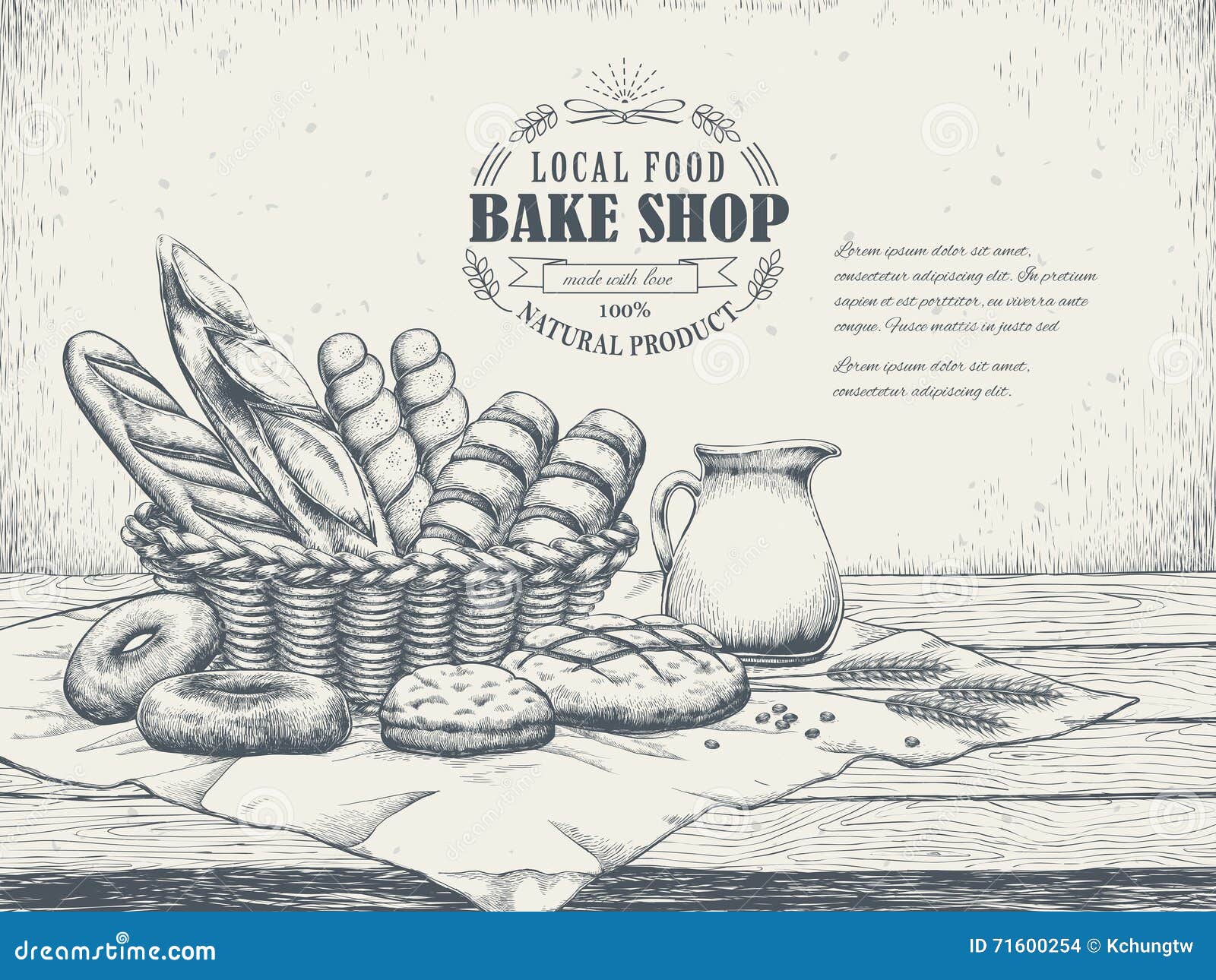 Hand Drawn Bake Shop Poster Vector Illustration | CartoonDealer.com ...