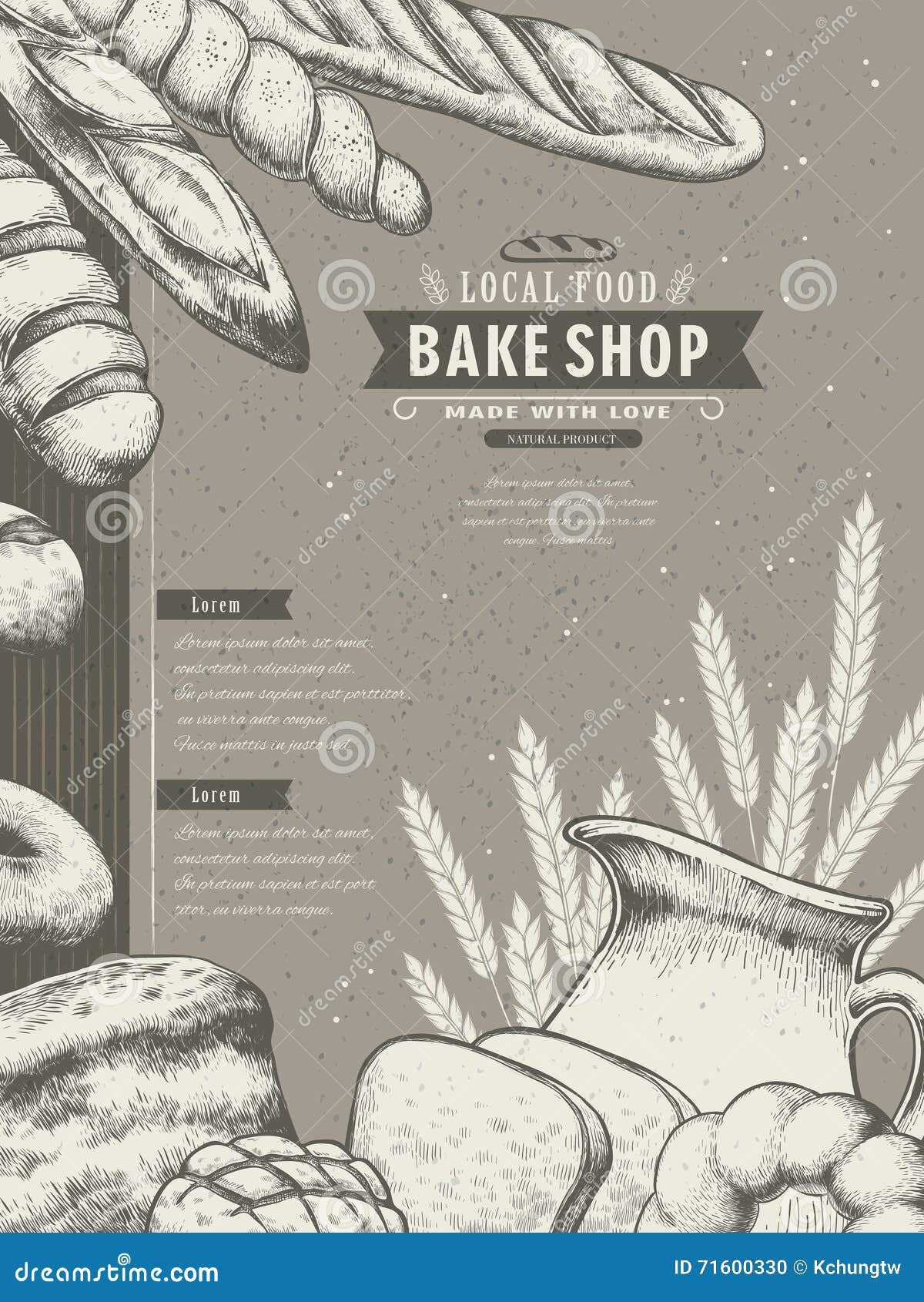 Hand Drawn Bake Shop Poster Stock Illustration - Illustration of basket ...