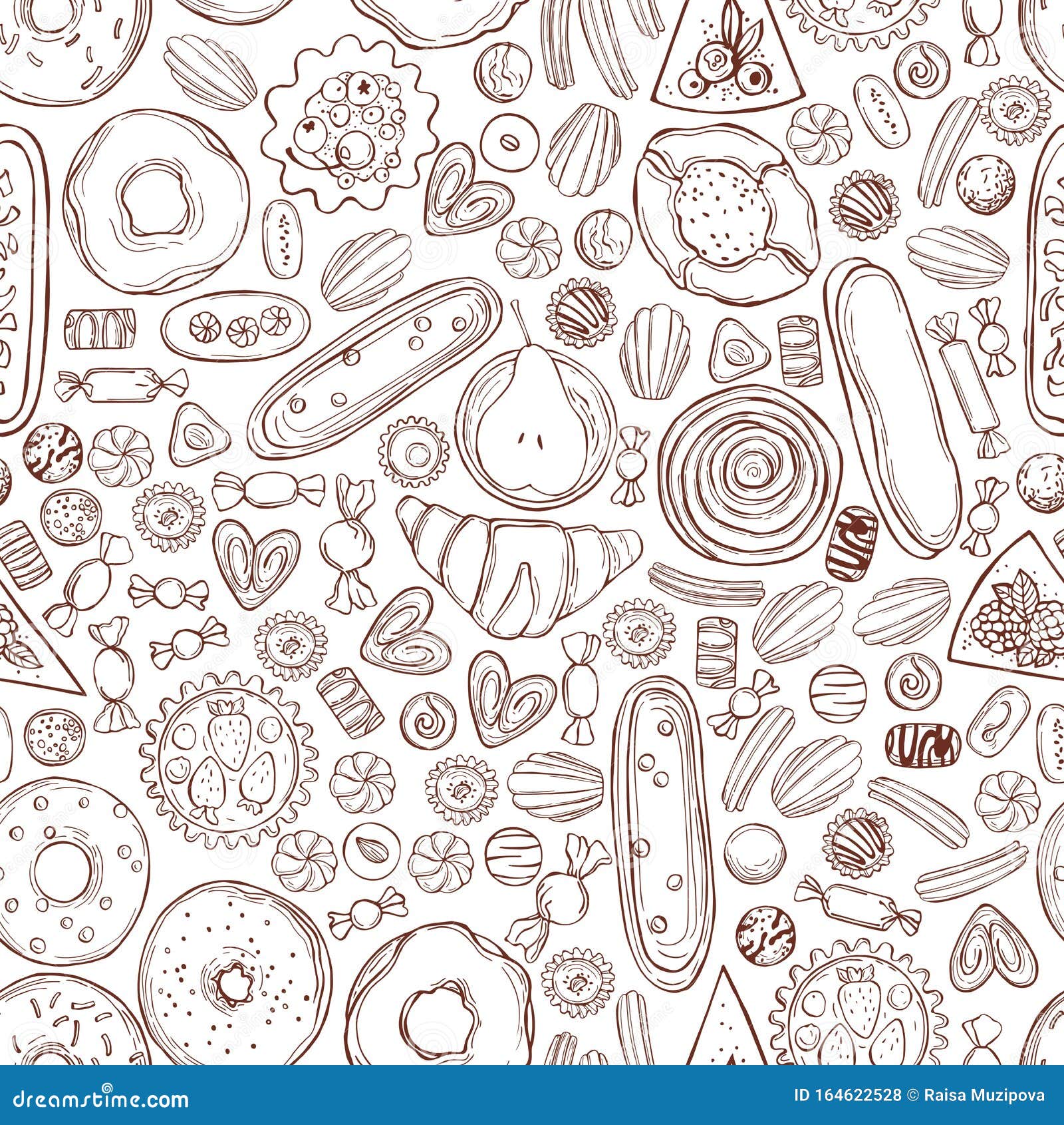 Hand Drawn Bakery Products. Vector Pattern Stock Vector - Illustration ...