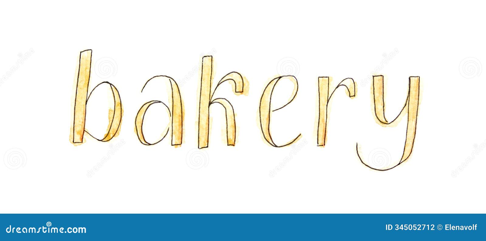 Hand-drawn Bakery Sign with Artistic Calligraphy in Warm Tones on White ...