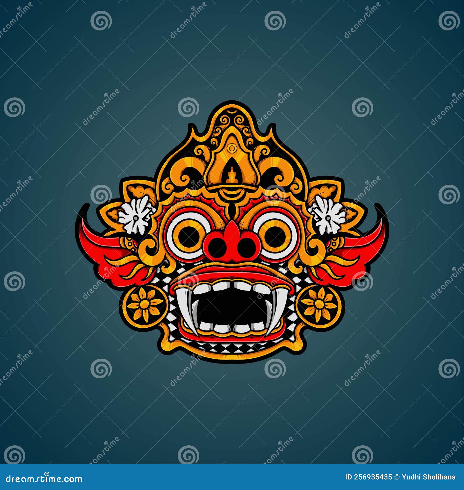 Hand Drawn Balinese Barong Mask Stock Vector Illustration Of Bali